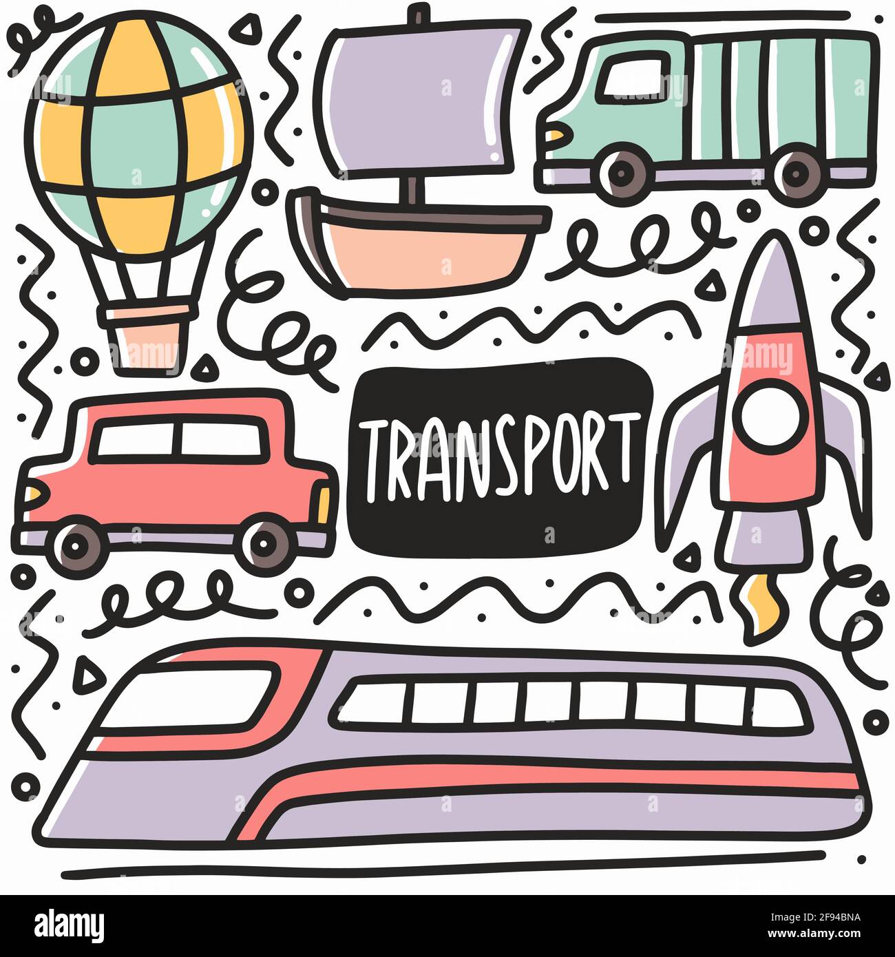 hand drawn general transport doodle set Stock Vector Image & Art - Alamy