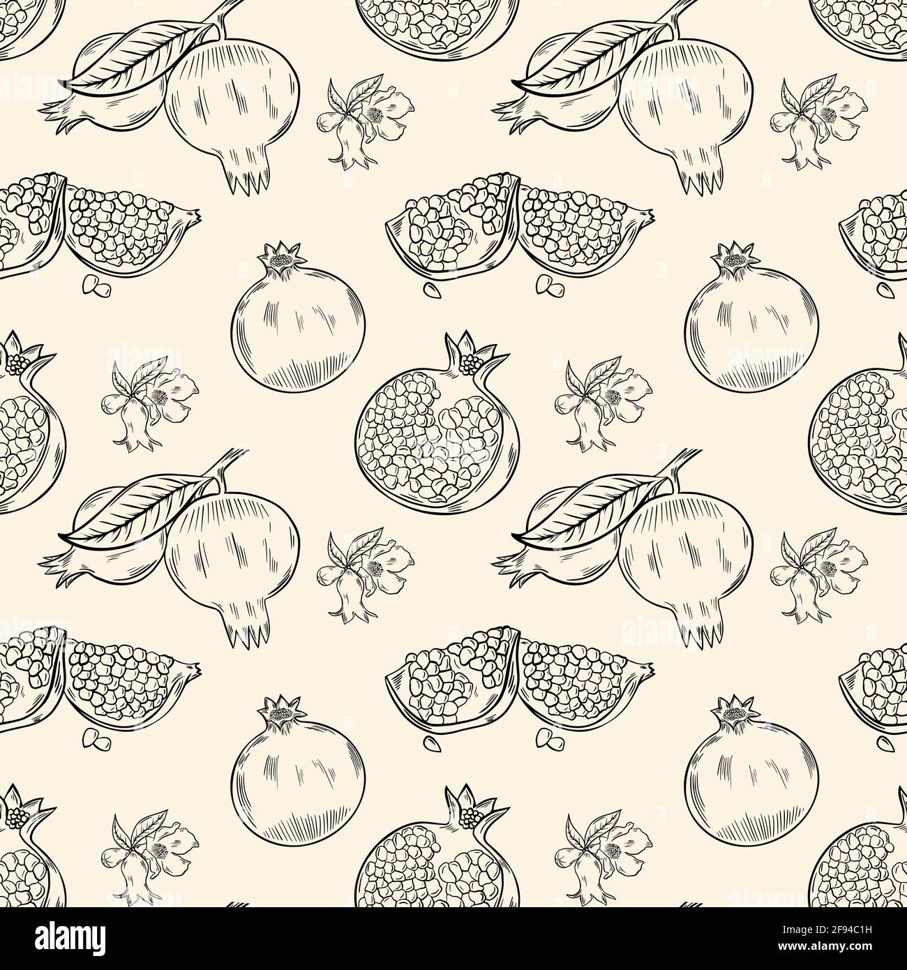 Repeating pomegranate pattern Stock Vector Images - Alamy