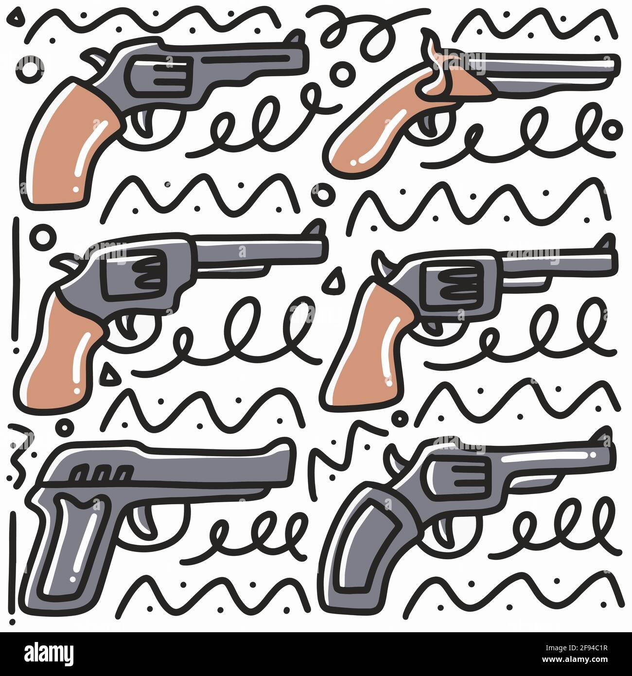 hand drawn gun doodle set Stock Vector Image & Art - Alamy