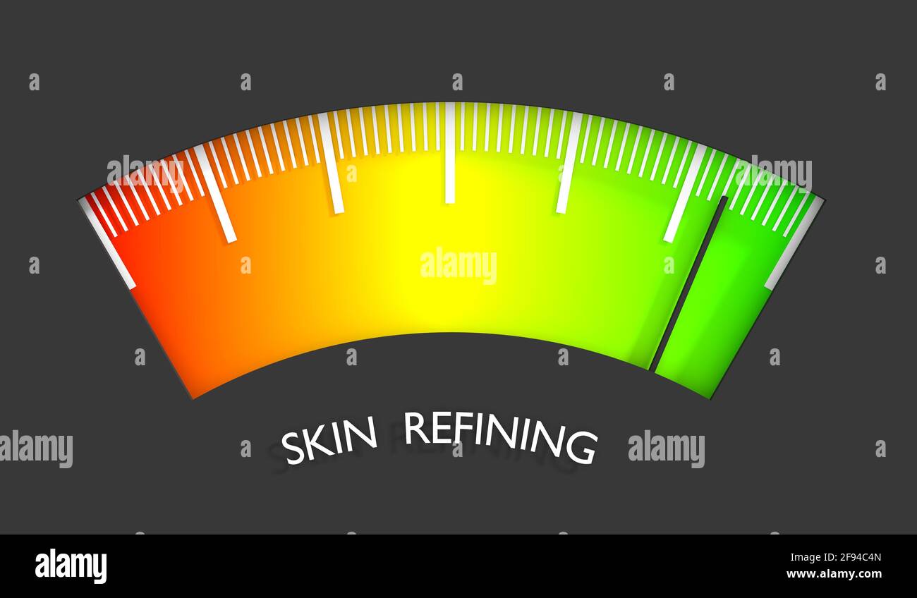 Abstract meter read level of skin refining result. Color scale with ...