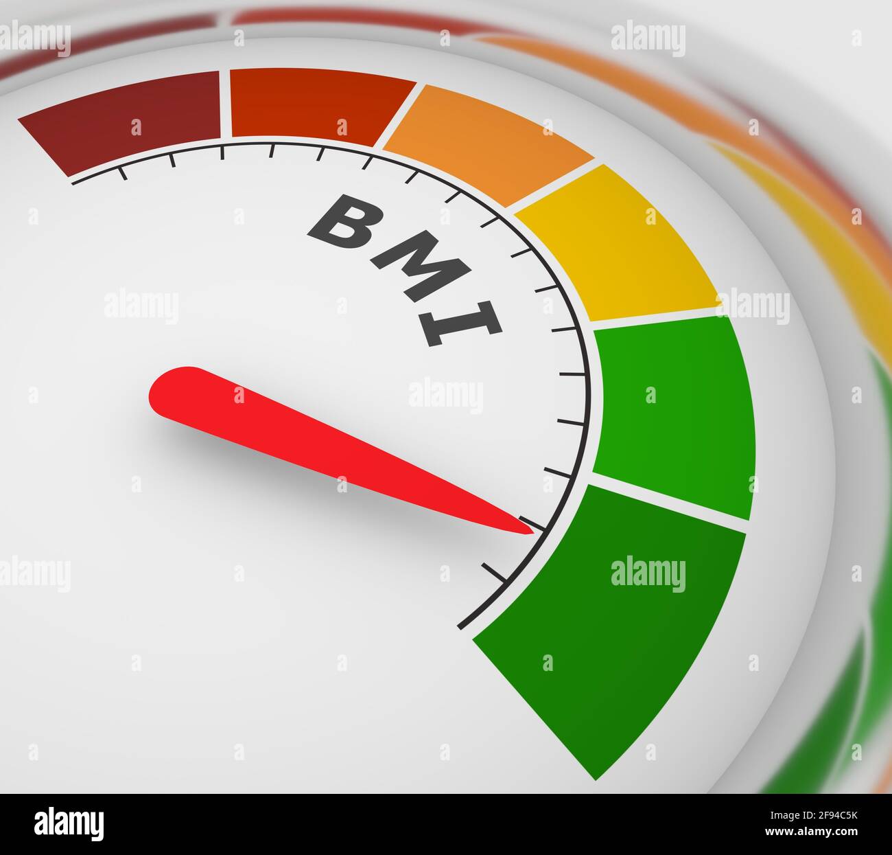 Body mass index meter read level result. Color scale with arrow from ...