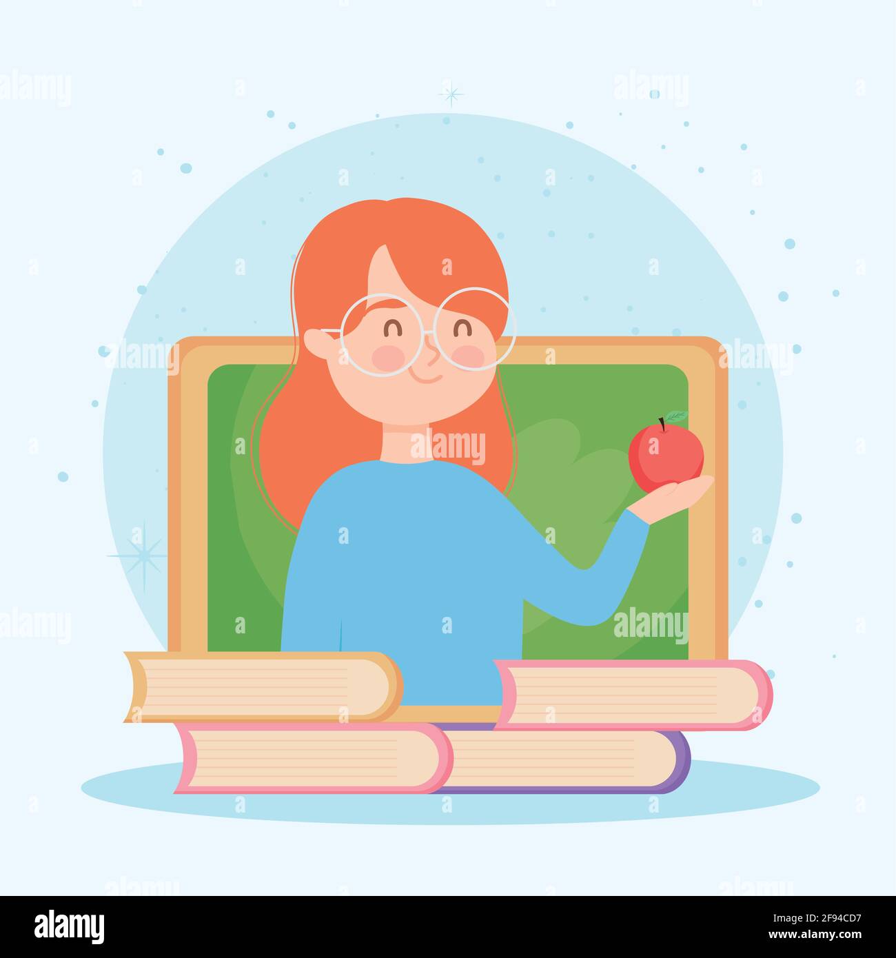School woman teacher with books Stock Vector Image & Art - Alamy