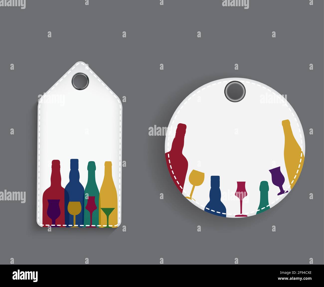 Abstract label price template with alcohol bottles and glasses. Vector ...
