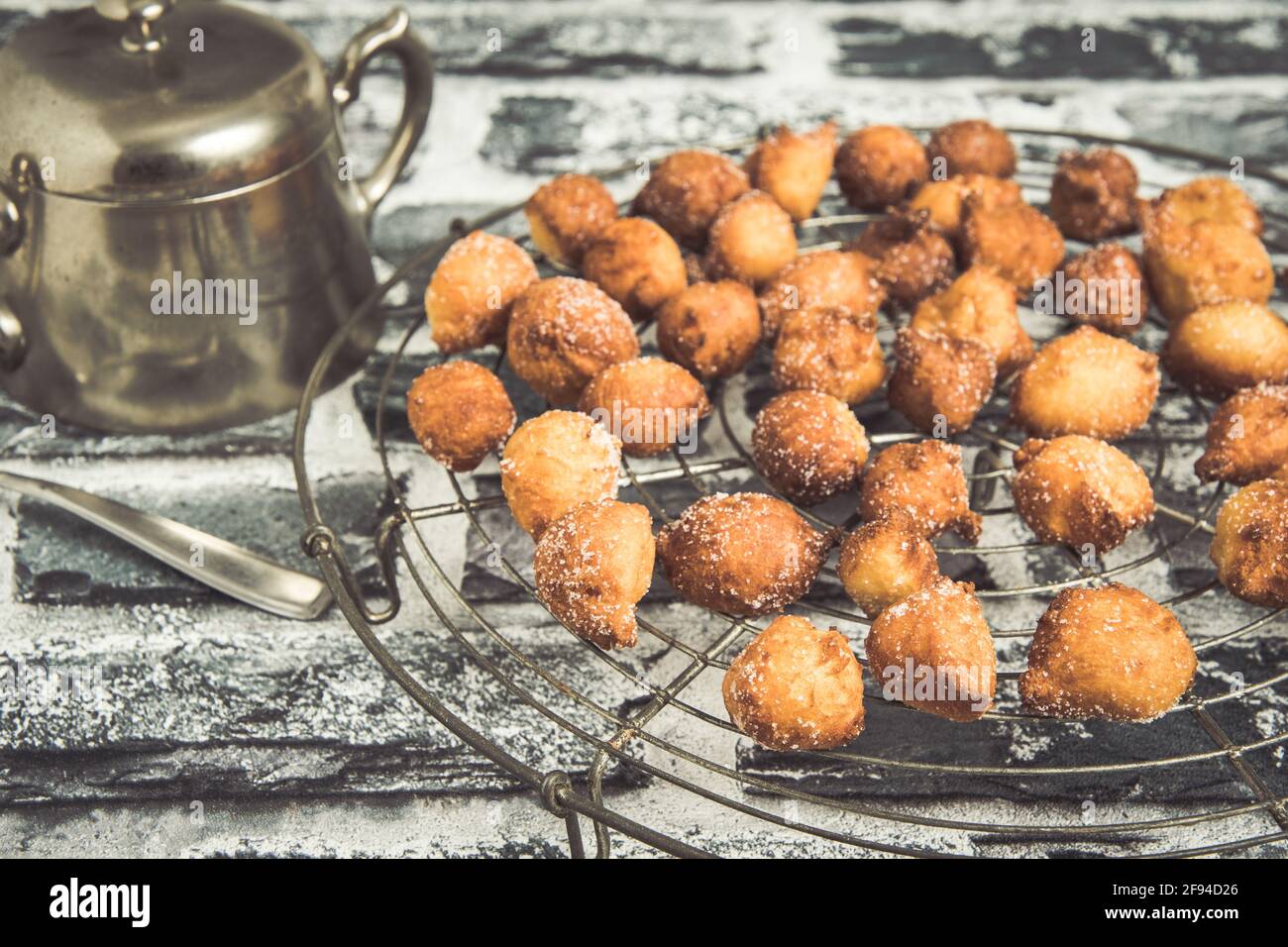 Homemade Mutzen or Castagnole, typical german or italian carnival ...