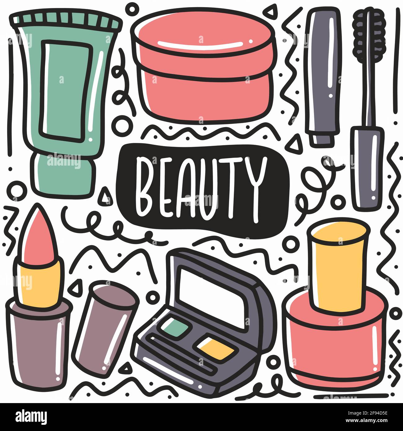hand drawn beauty equipment doodle set Stock Vector Image & Art - Alamy