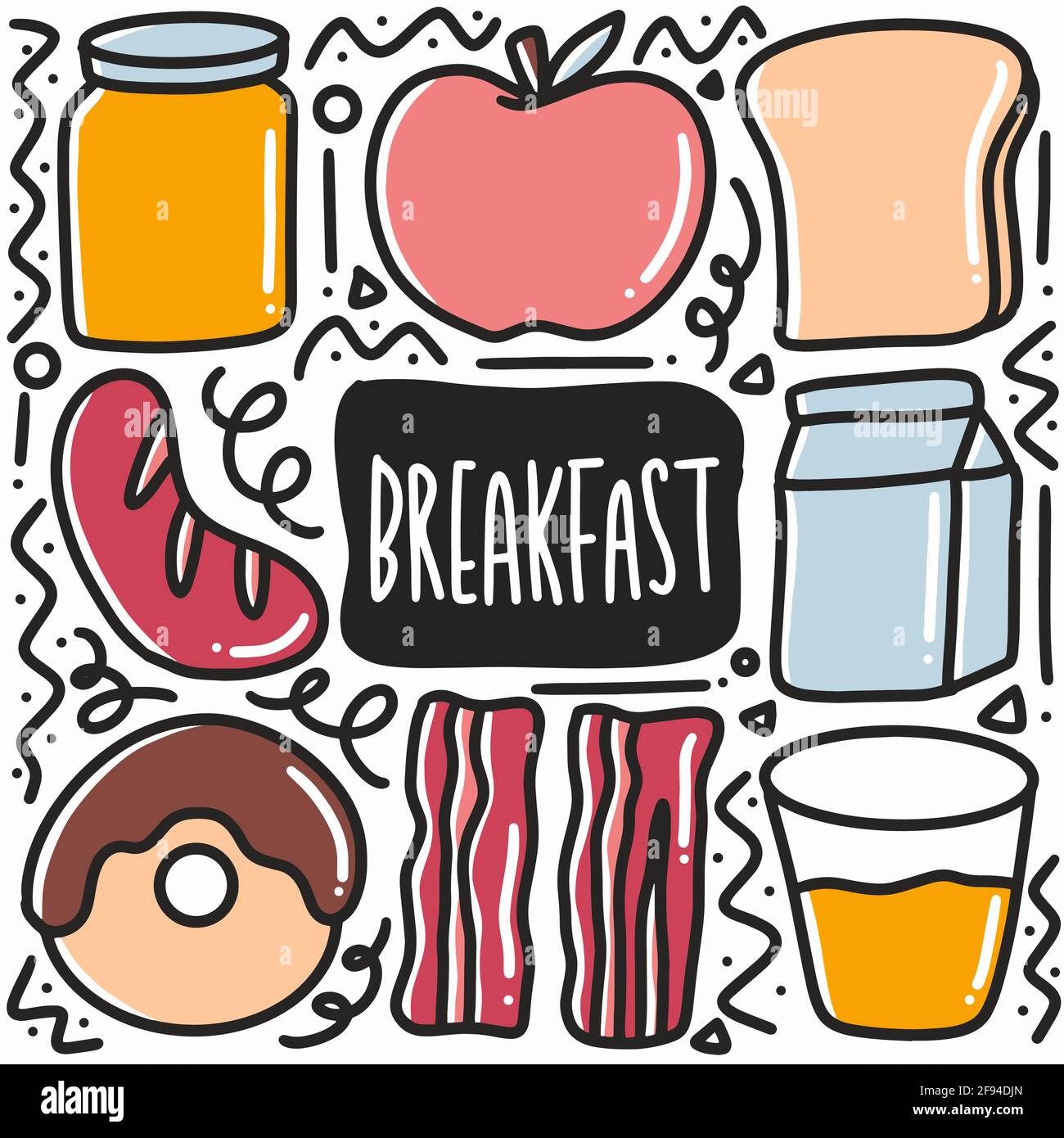 hand drawn breakfast dish doodle set Stock Vector Image & Art - Alamy