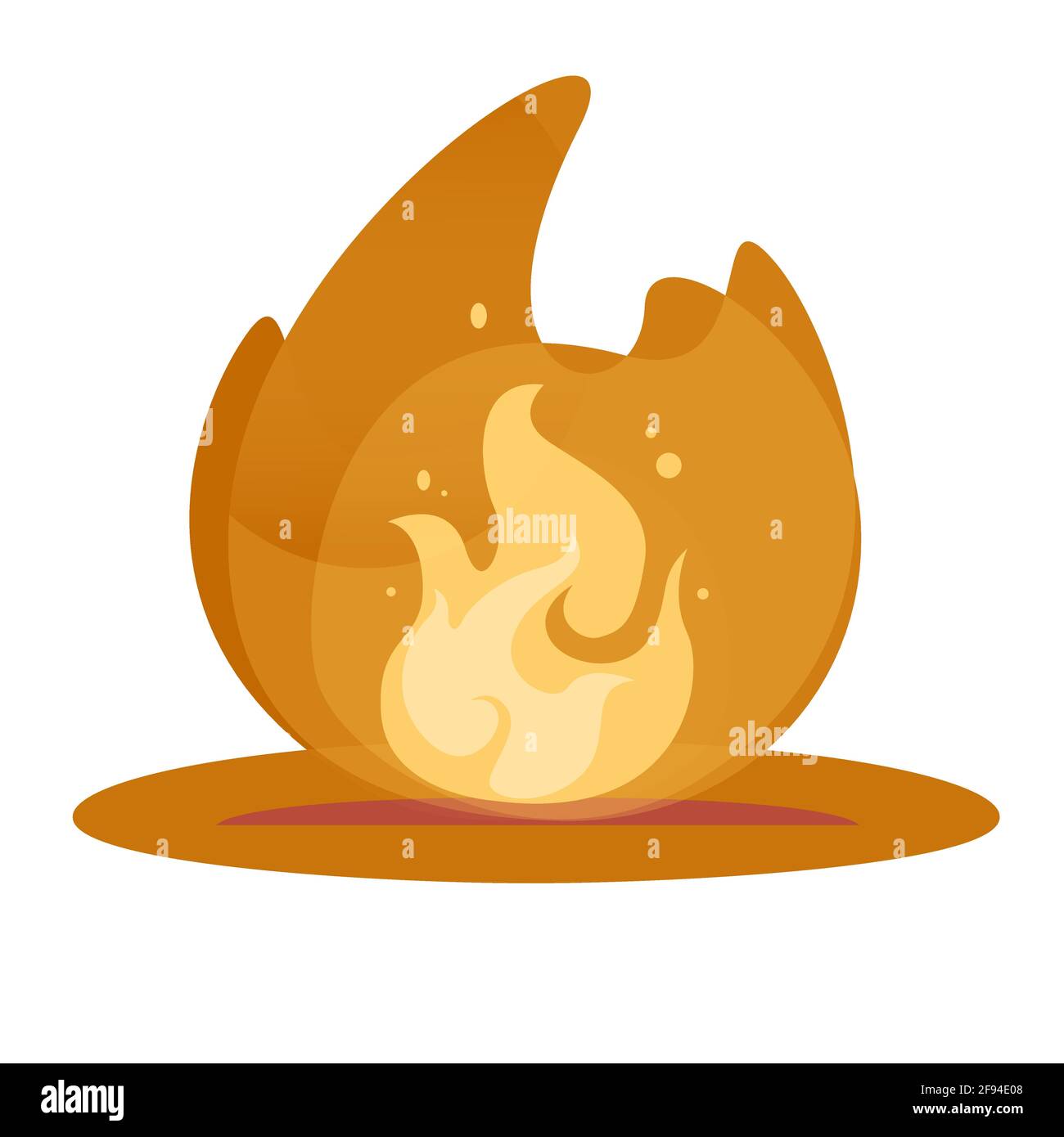 Burning bonfire with lights and sparks. Yellow Fire Flat Vector clipart ...