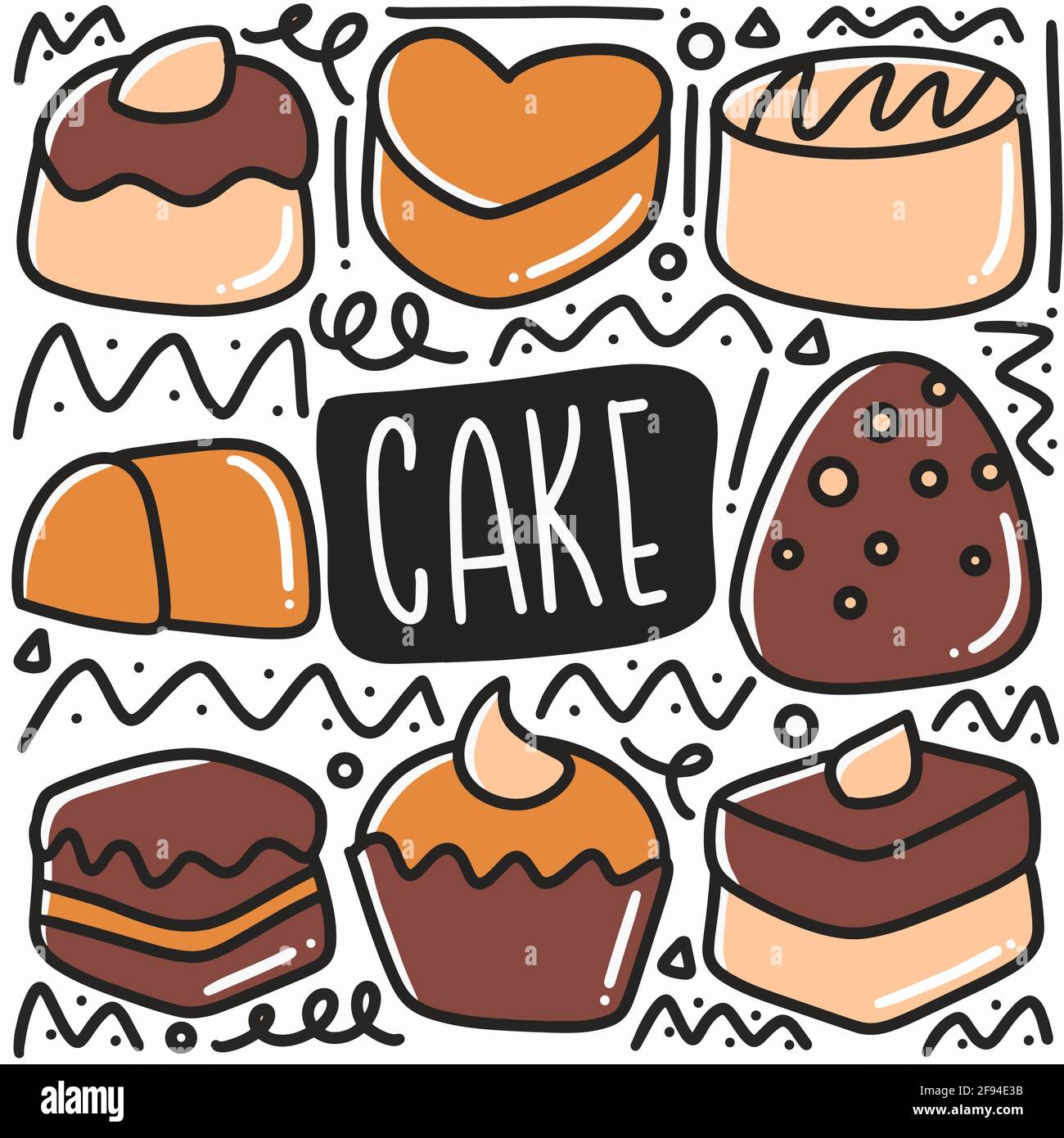 hand drawn cake doodle set Stock Vector Image & Art - Alamy