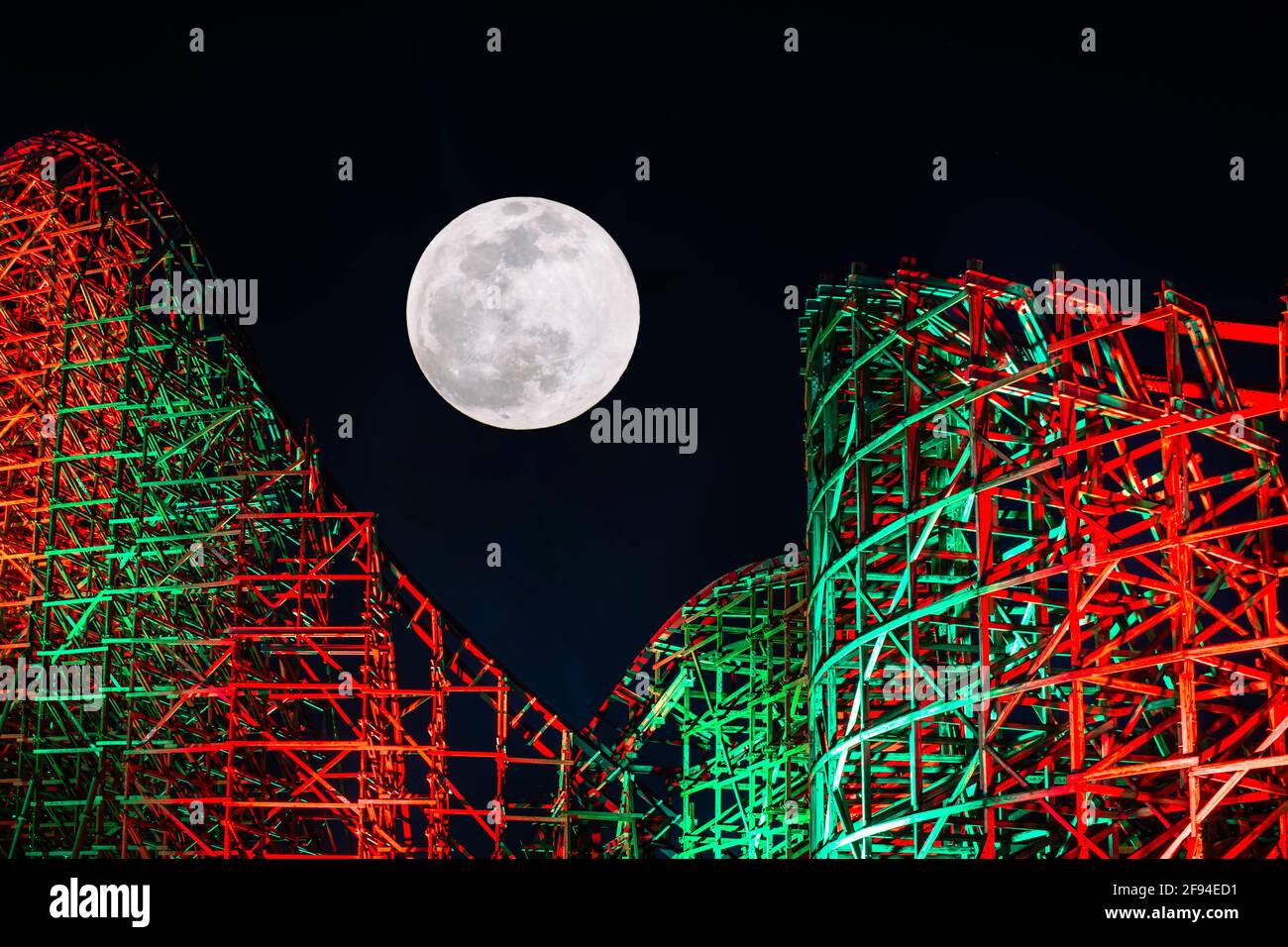 Tampa Bay, Florida. December 29, 2020. Top view of illuminated Iron ...