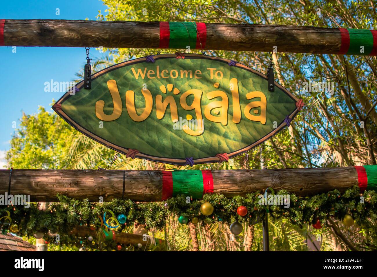 Tampa Bay, Florida. December 29, 2020. Welcome to Jungala sign at Busch ...