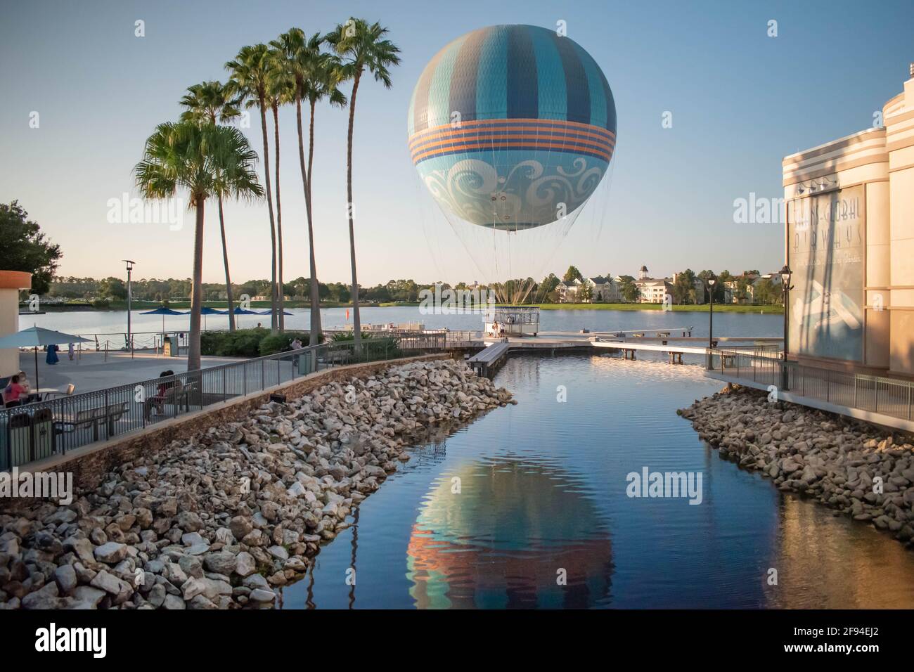 Orlando, Florida. October 13, 2020. Hot air balloon reflecting over ...