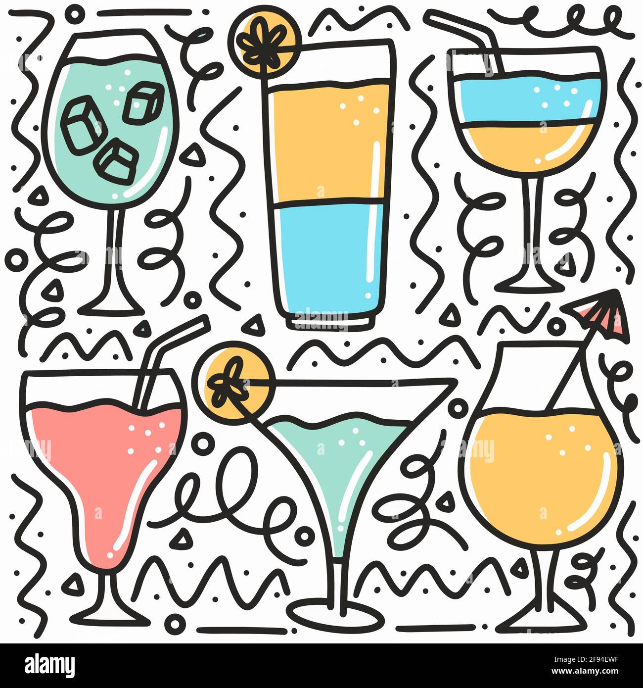 hand drawn cold drink doodle set Stock Vector Image & Art - Alamy