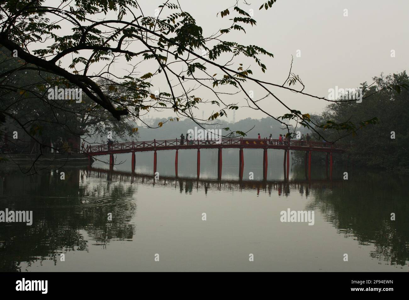 Wide views of Hoan Kiem Lake from different locations: The full bridge ...