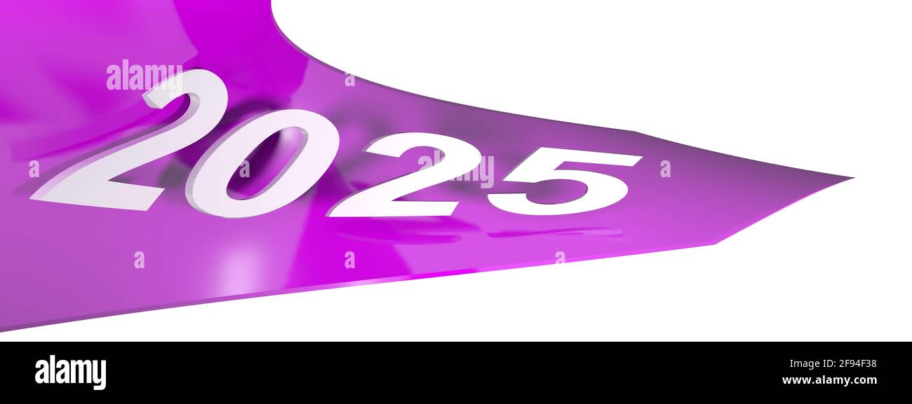 2025 pink arrow on white background - 3D rendering illustration Stock ...