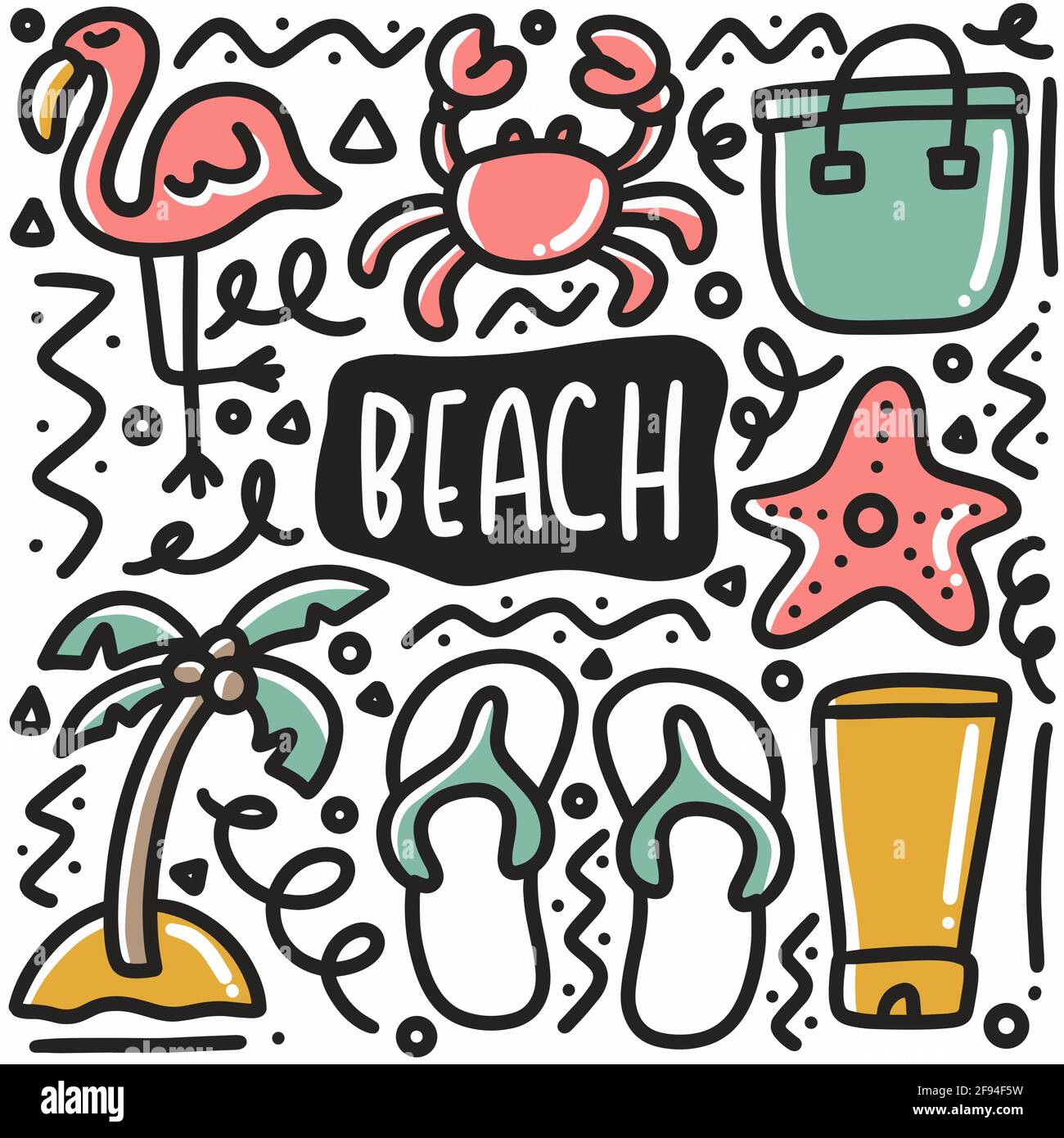 Hand draw beach doodle Stock Vector Images - Alamy