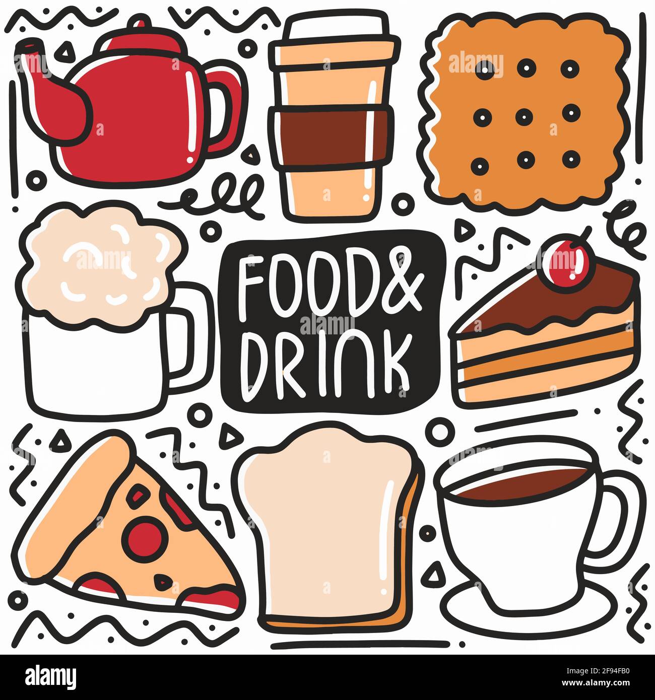 hand drawn food and drink doodle set Stock Vector Image & Art - Alamy