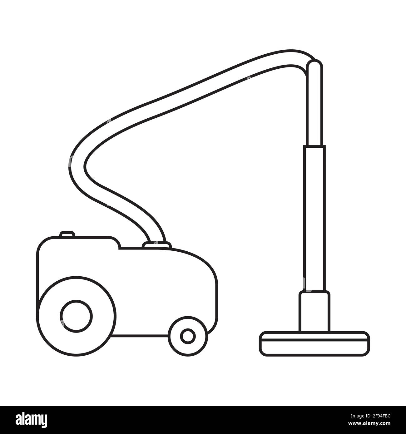 Electric vacuum cleaner with hose. Black and white icon. Vector ...
