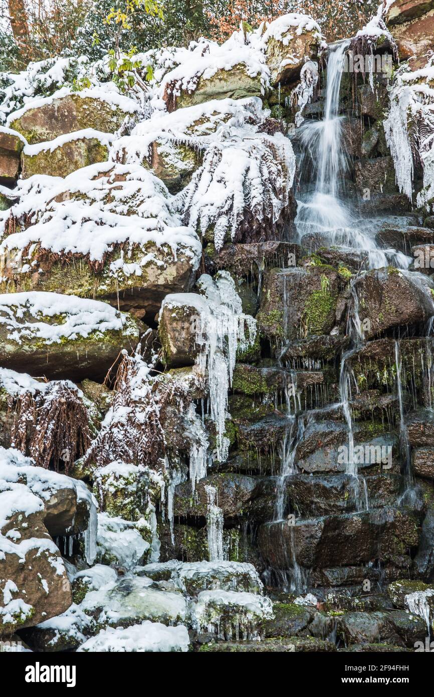 Snowy mountain with a waterfall hi-res stock photography and images - Alamy