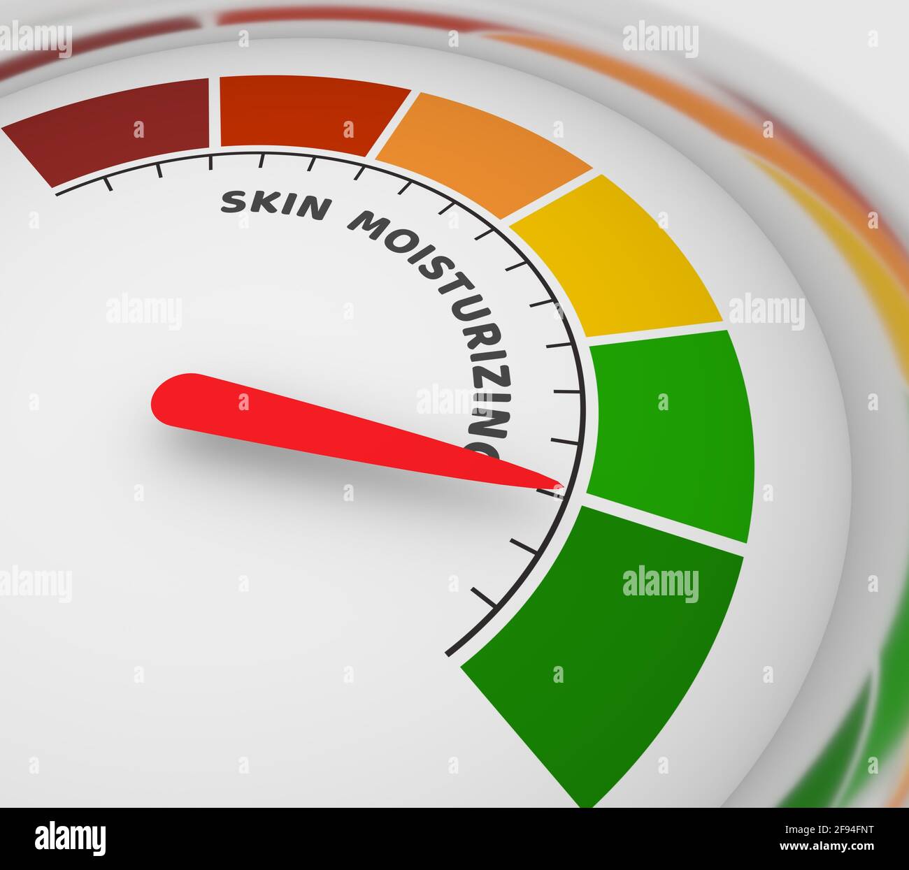 Abstract meter read level of skin moisturizing result. Color scale with ...