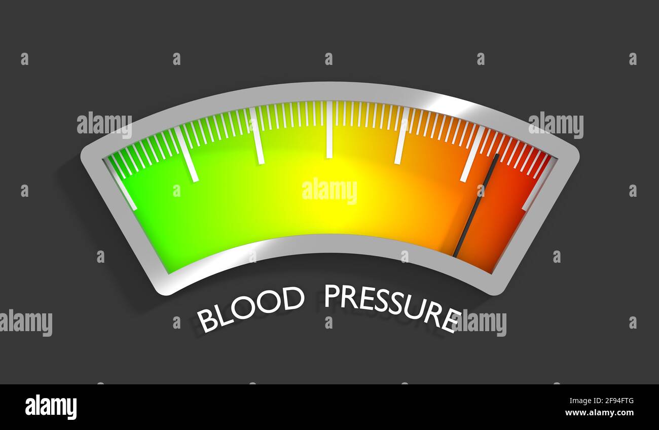 High blood pressure concept. Color scale with arrow. The measuring ...