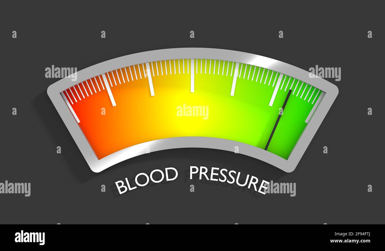 High blood pressure concept. Color scale with arrow. The measuring ...