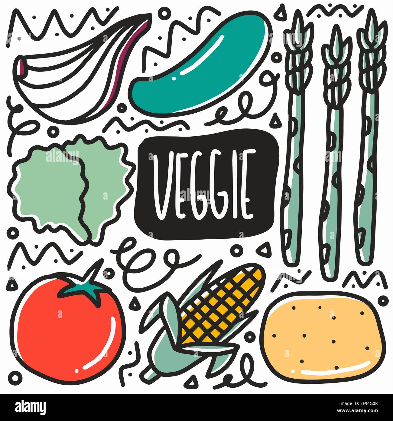 hand drawn veggie doodle set Stock Vector Image & Art - Alamy