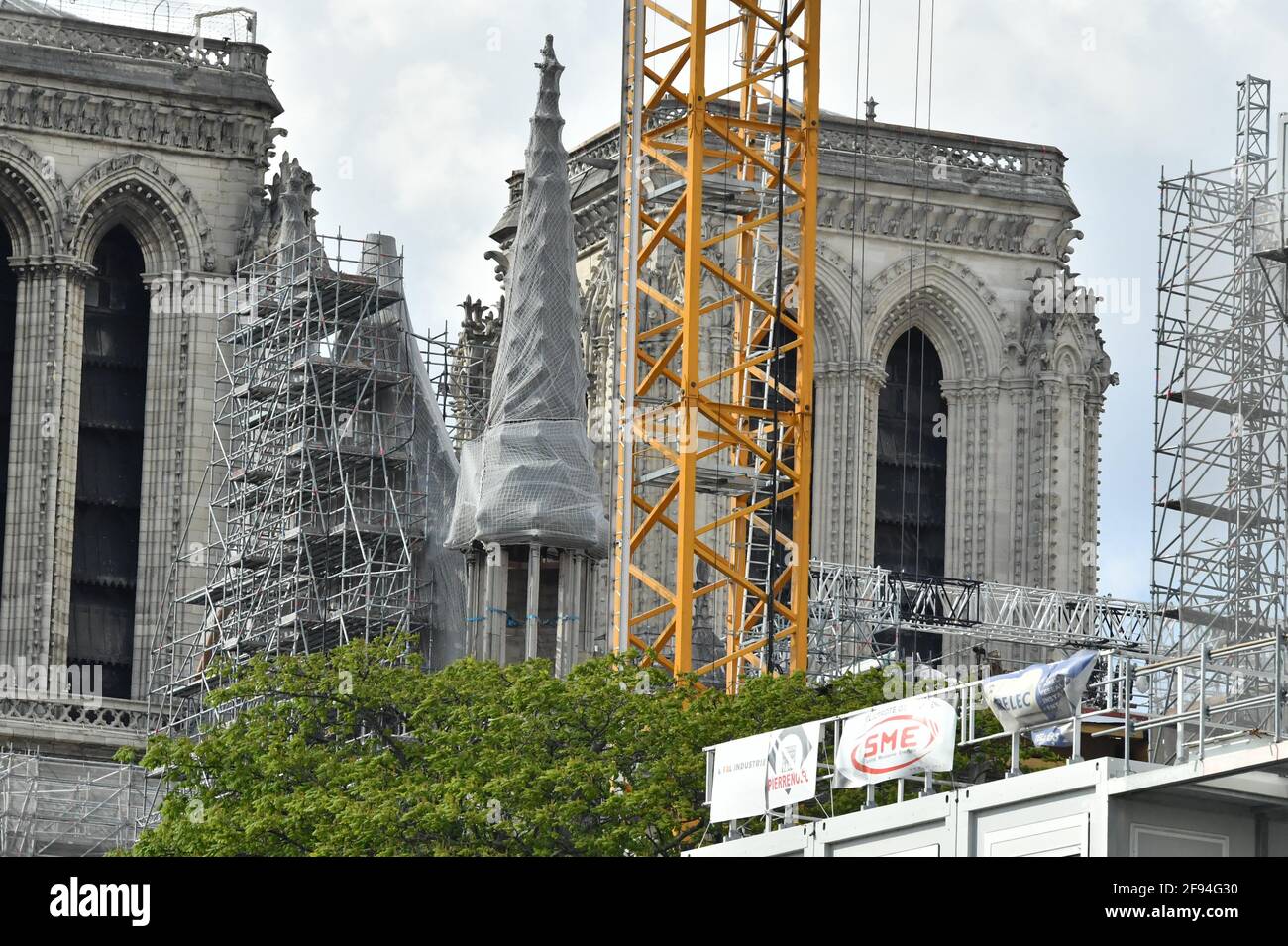 Reconstruction site of the roof of the Notre-Dame de Paris Cathedral ...