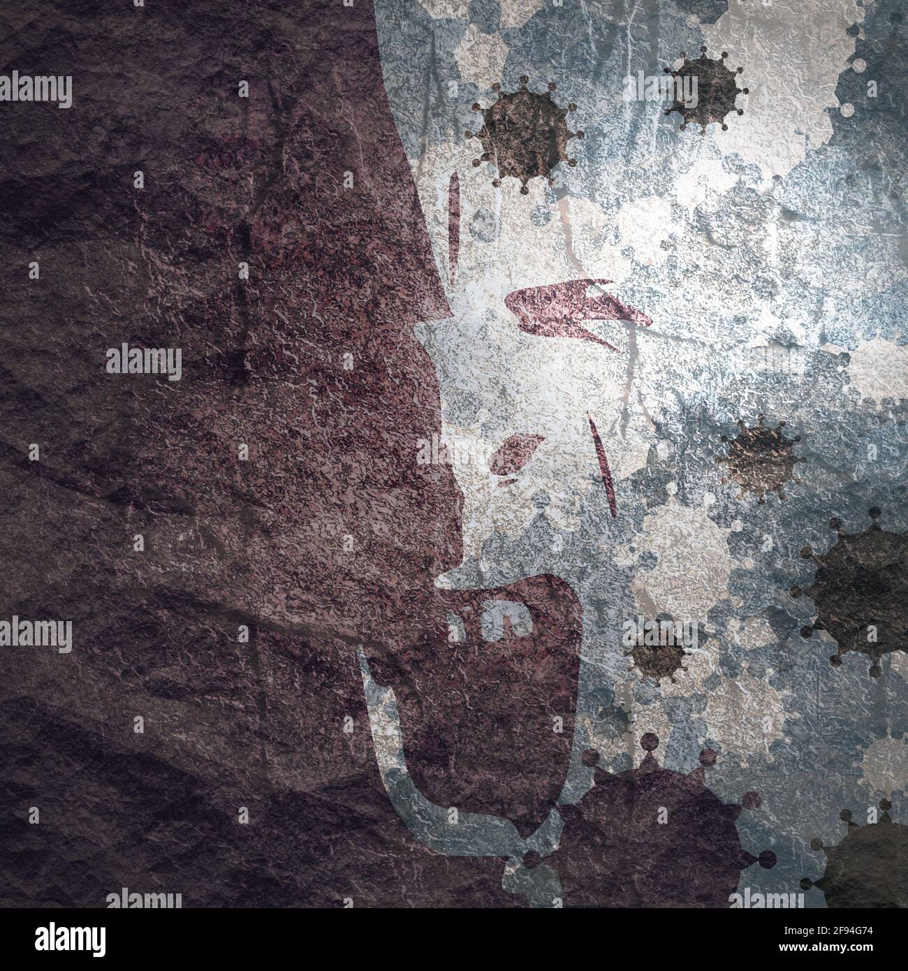 Silhouette of a zombie head. Health relative brochure, report or ...