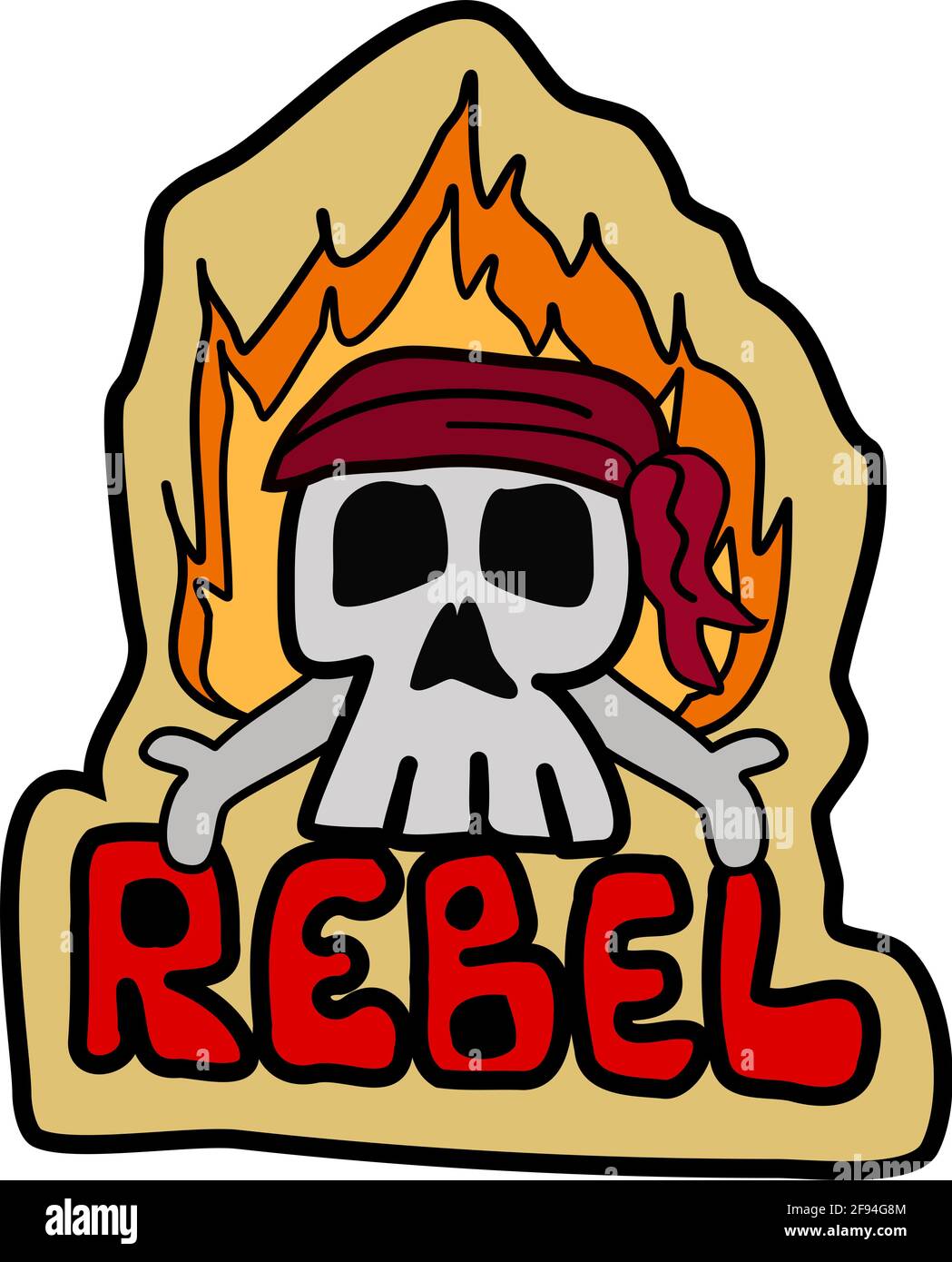 Rebel skull head with flames Stock Photo - Alamy