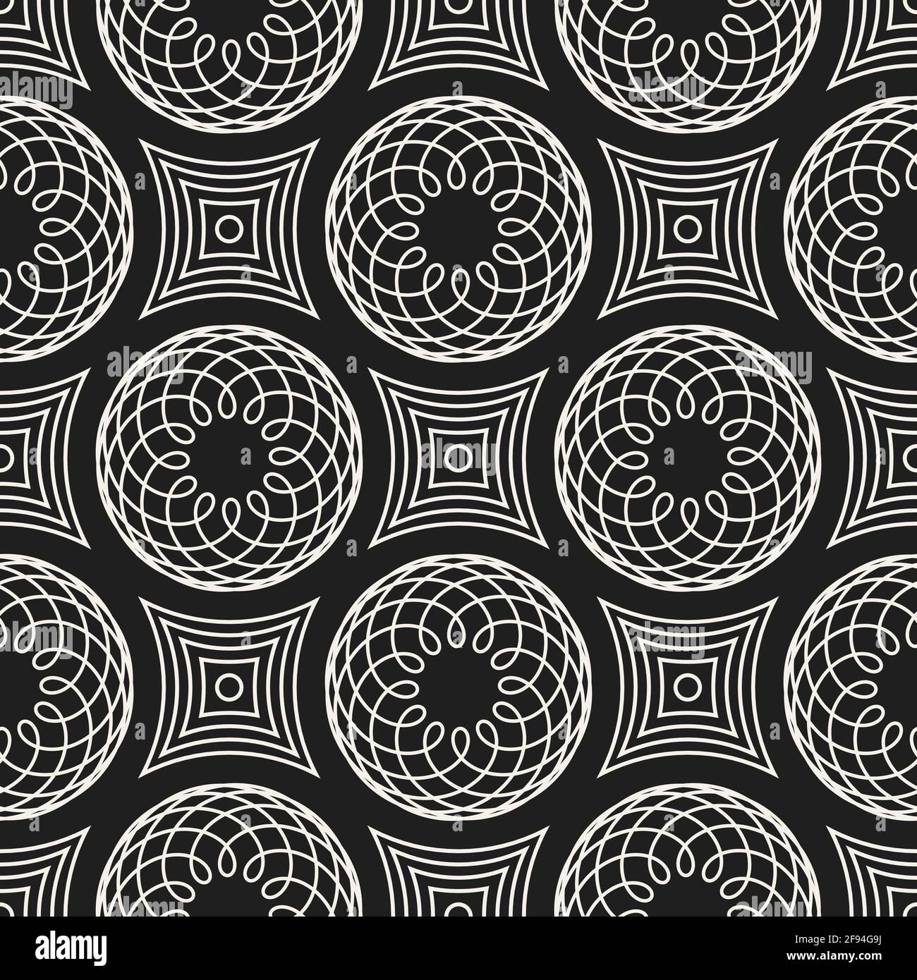 Vector seamless pattern. Modern stylish abstract texture. Repeating geometric circle and star ...