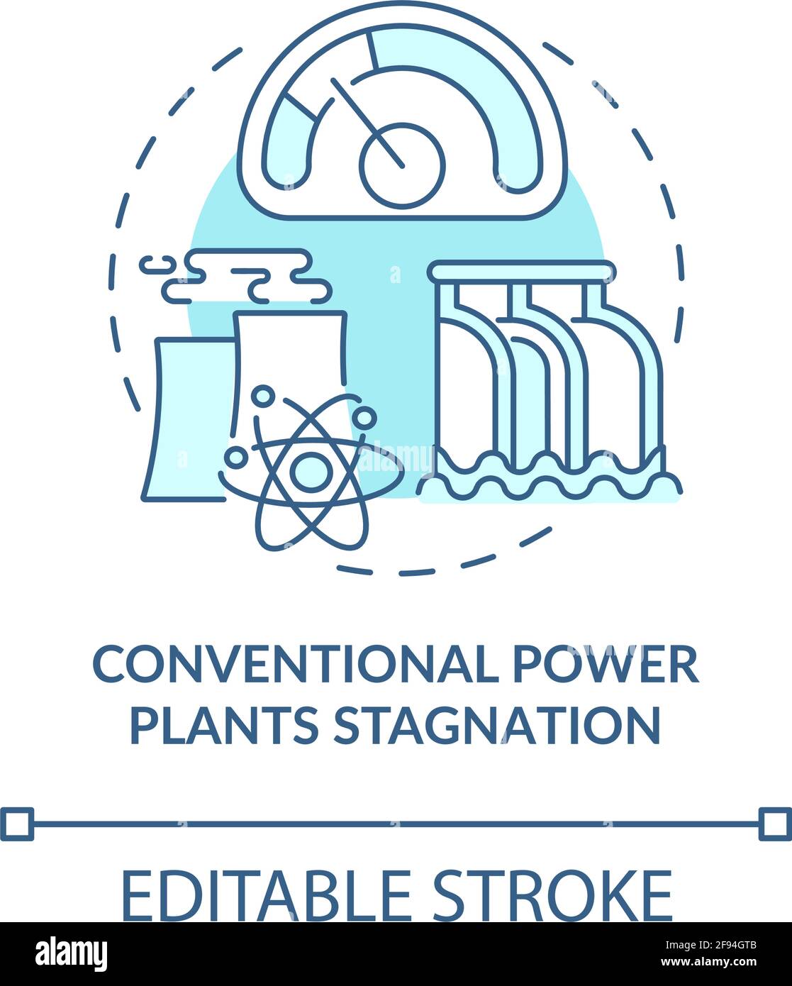 Conventional power plants stagnation concept icon Stock Vector Image ...