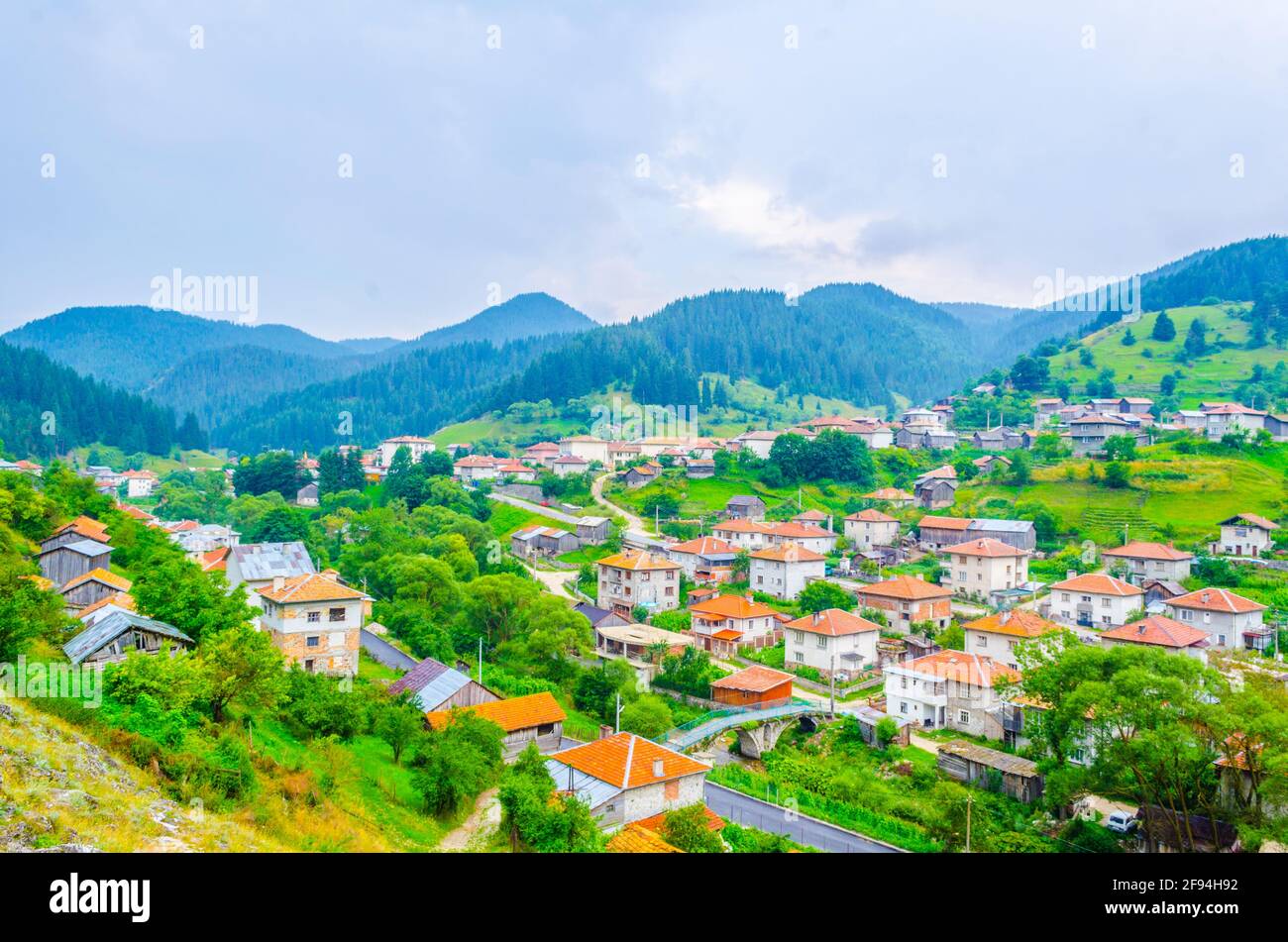 Aerial view of Bulgarian village Trigrad Stock Photo - Alamy