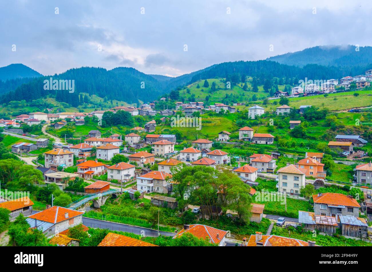 Aerial view of Bulgarian village Trigrad Stock Photo - Alamy