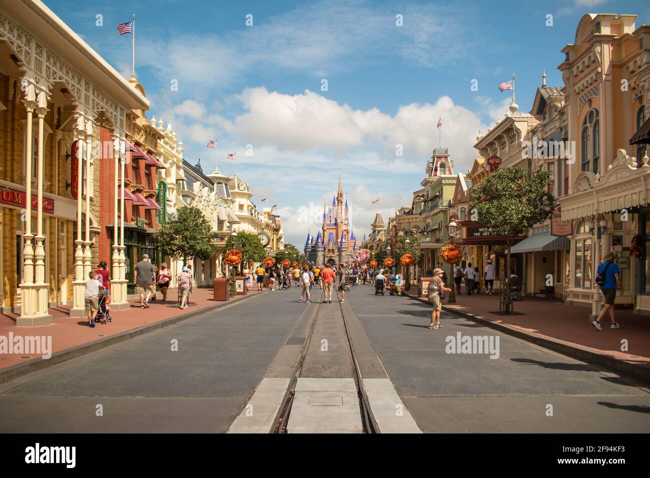 Orlando , Florida. September 21, 2020. Panoramic view of Main Street in ...