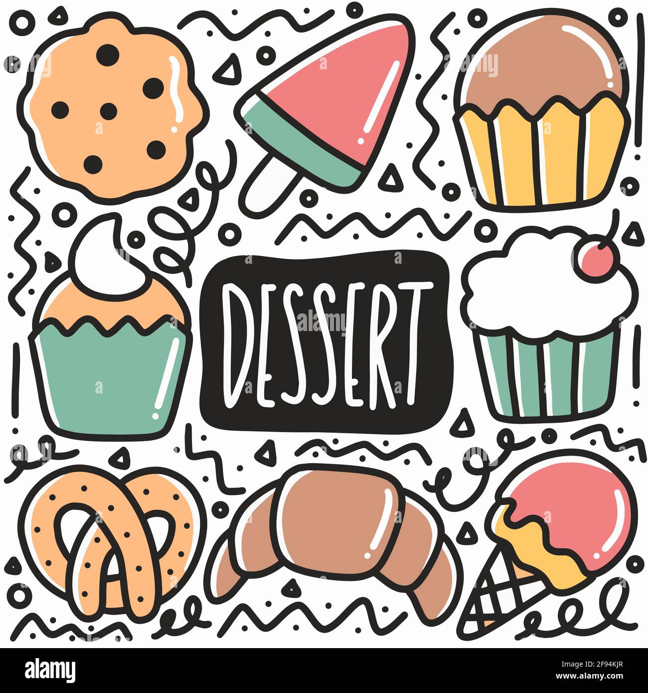 hand drawn dessert doodle set Stock Vector Image & Art - Alamy