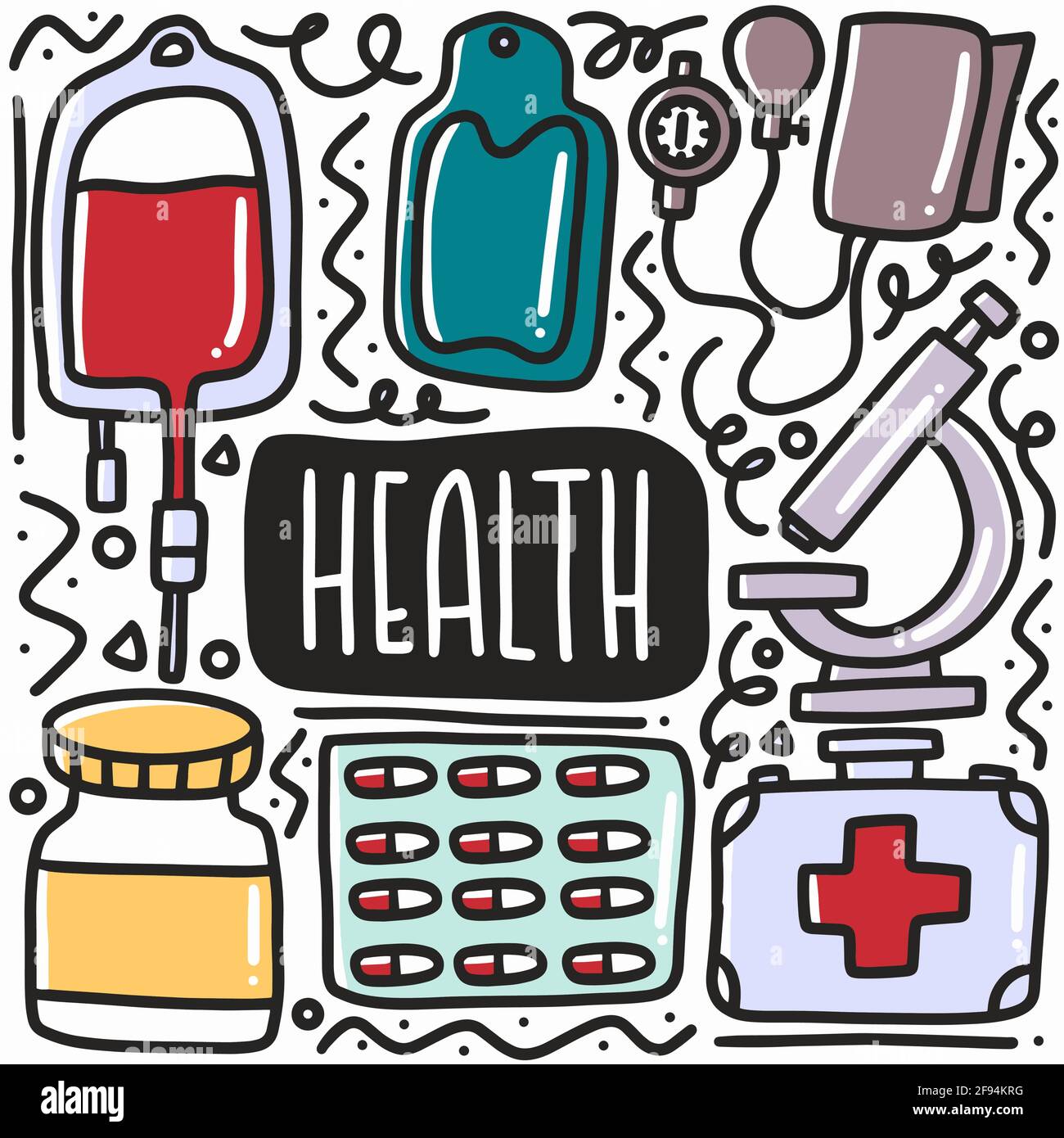 hand drawn health equipment doodle set Stock Vector Image & Art - Alamy
