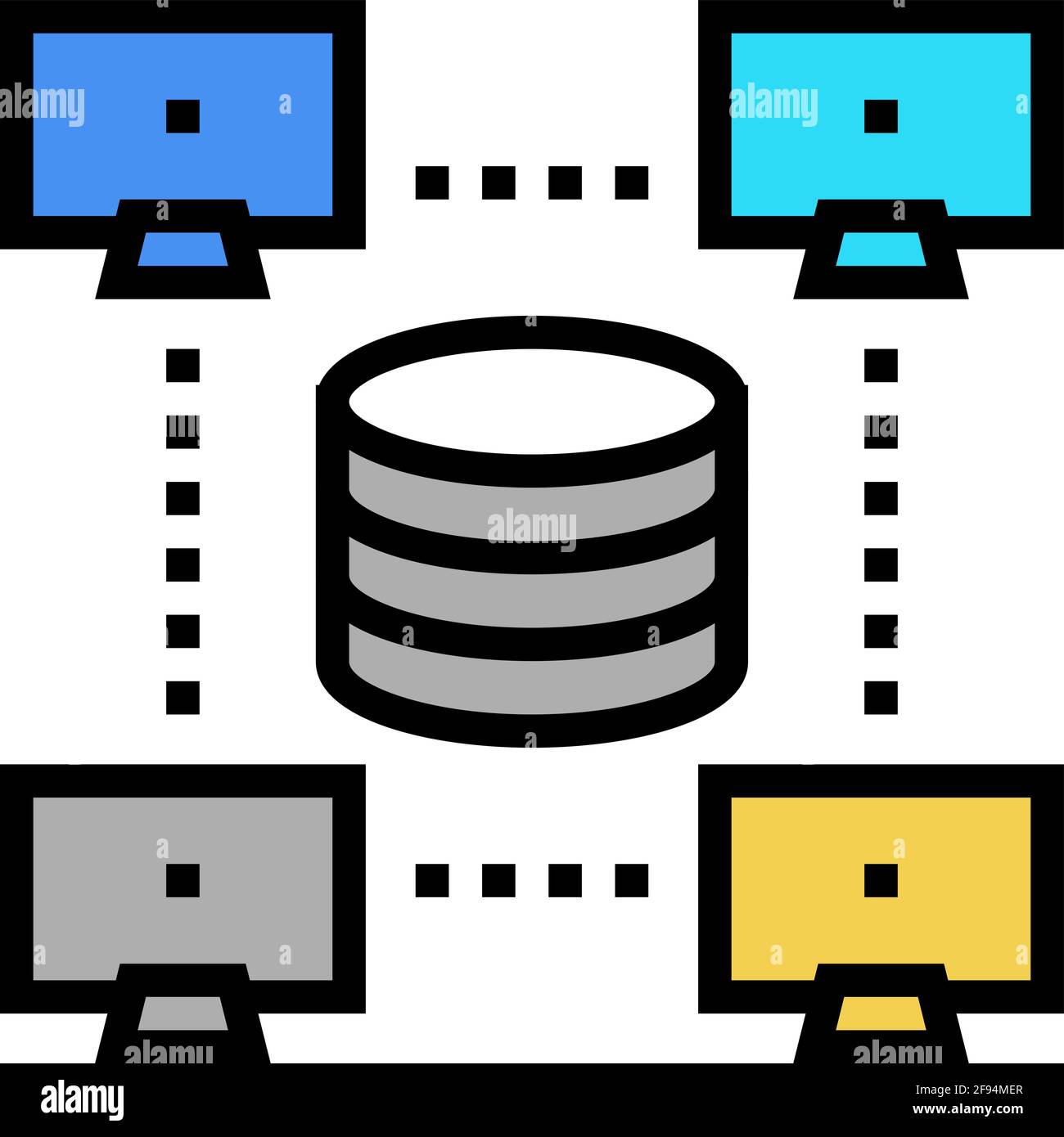 network working digital processing color icon vector illustration Stock ...