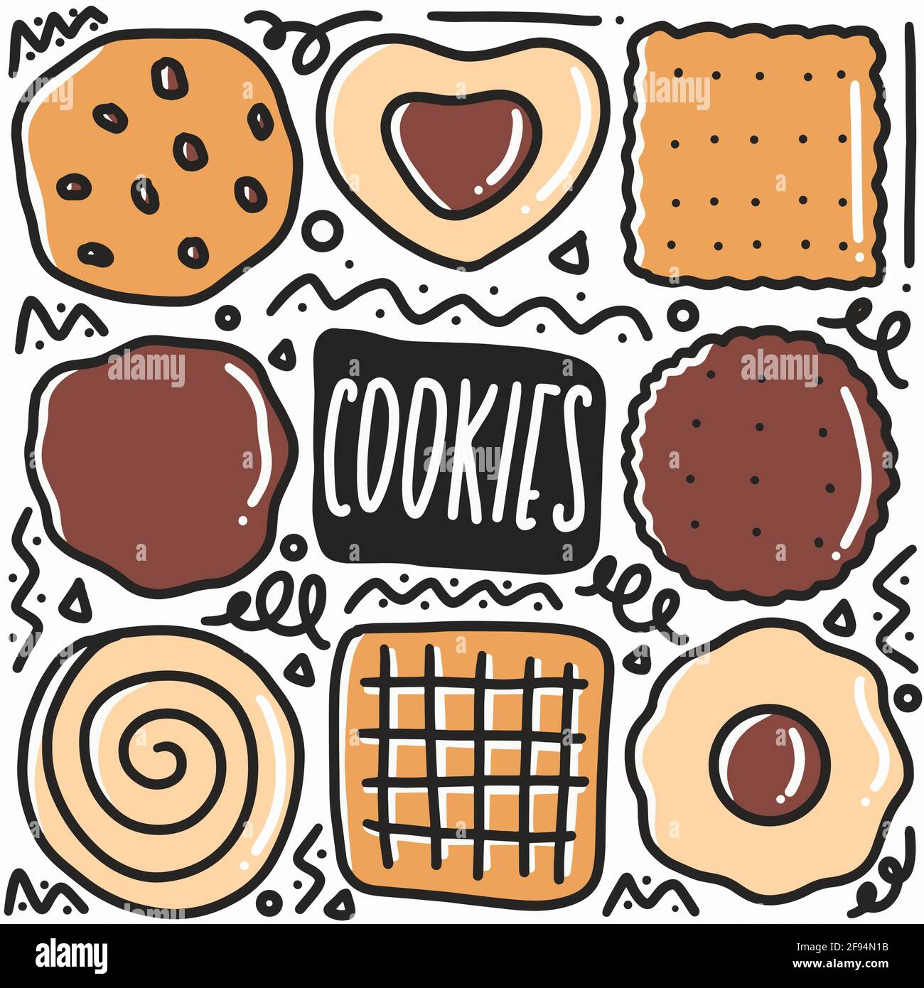 hand drawn cookies doodle set Stock Vector Image & Art - Alamy