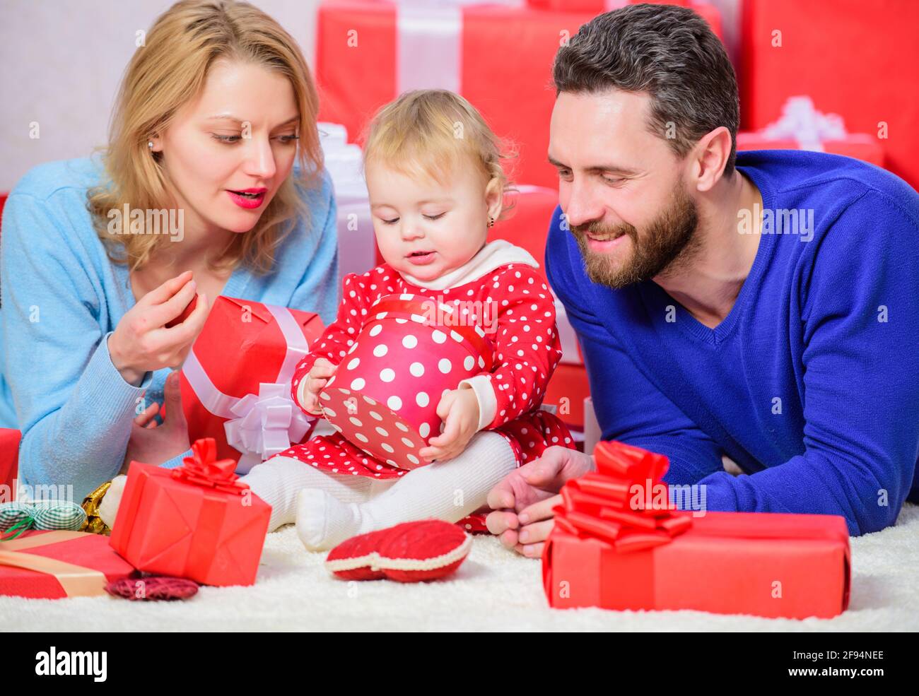 Lovely family celebrate valentines day. Happy parents. Couple in love ...