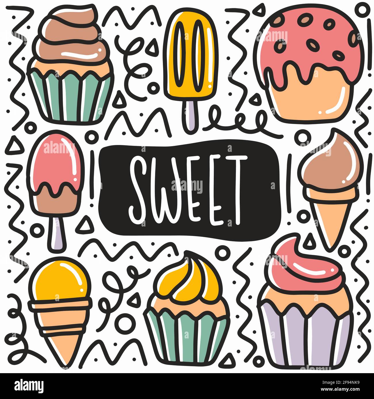 hand drawn sweet food doodle set Stock Vector Image & Art - Alamy