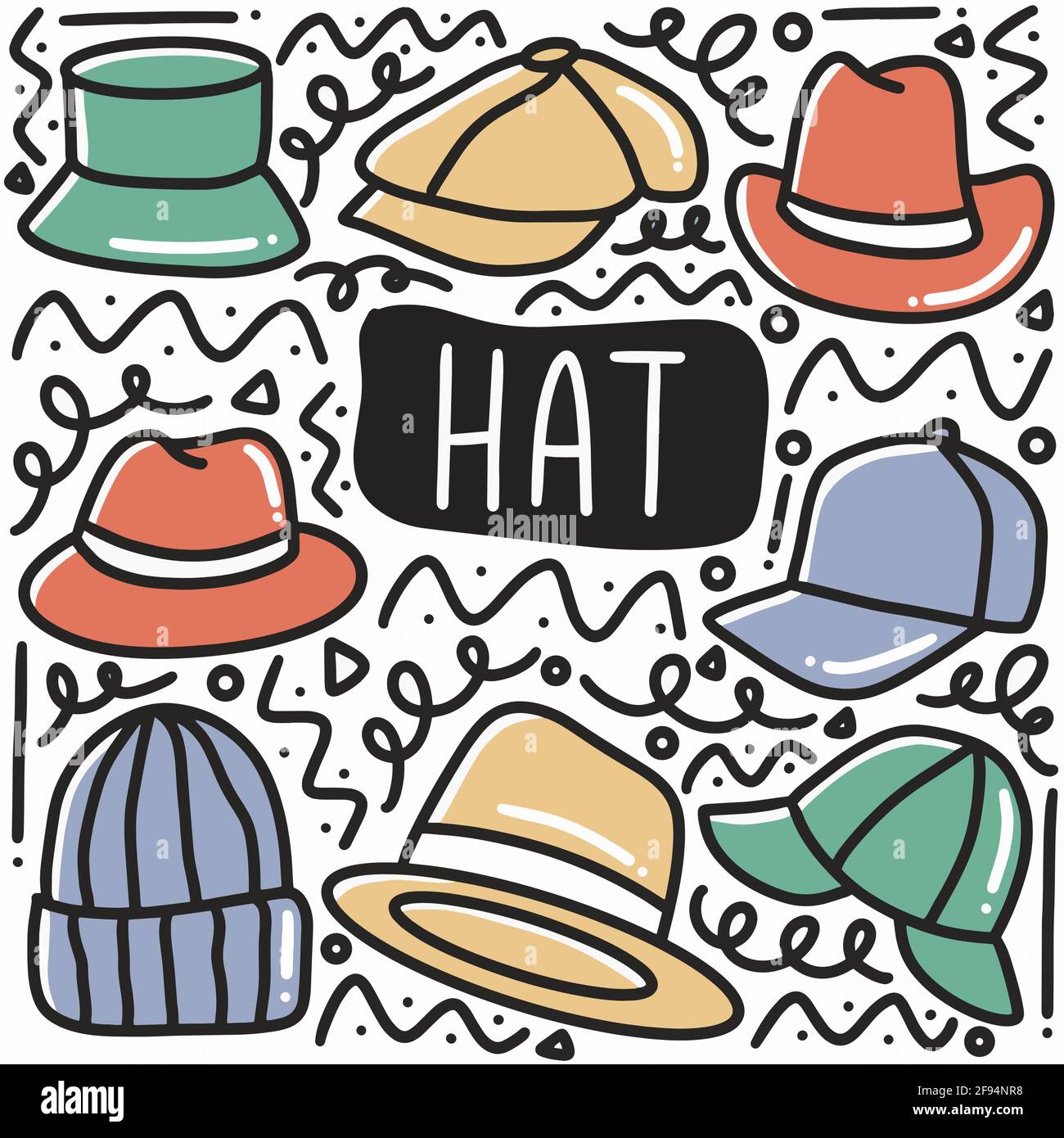 Hand drawn hat doodle Stock Vector Images - Alamy