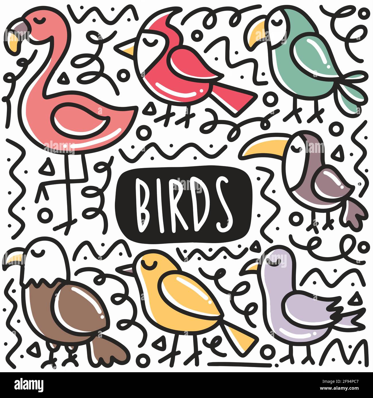 hand drawn type of bird doodle set Stock Vector Image & Art - Alamy