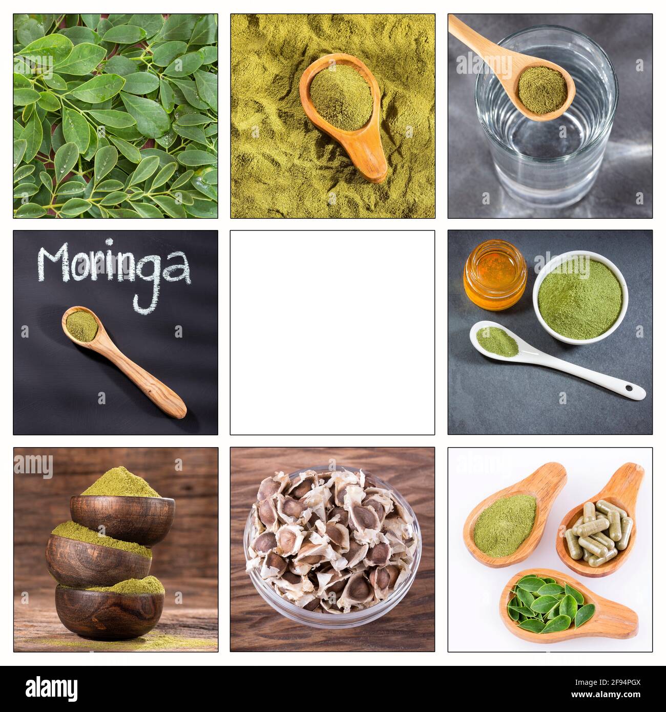 Creative collage of moringa images - Moringa oleifera Stock Photo - Alamy