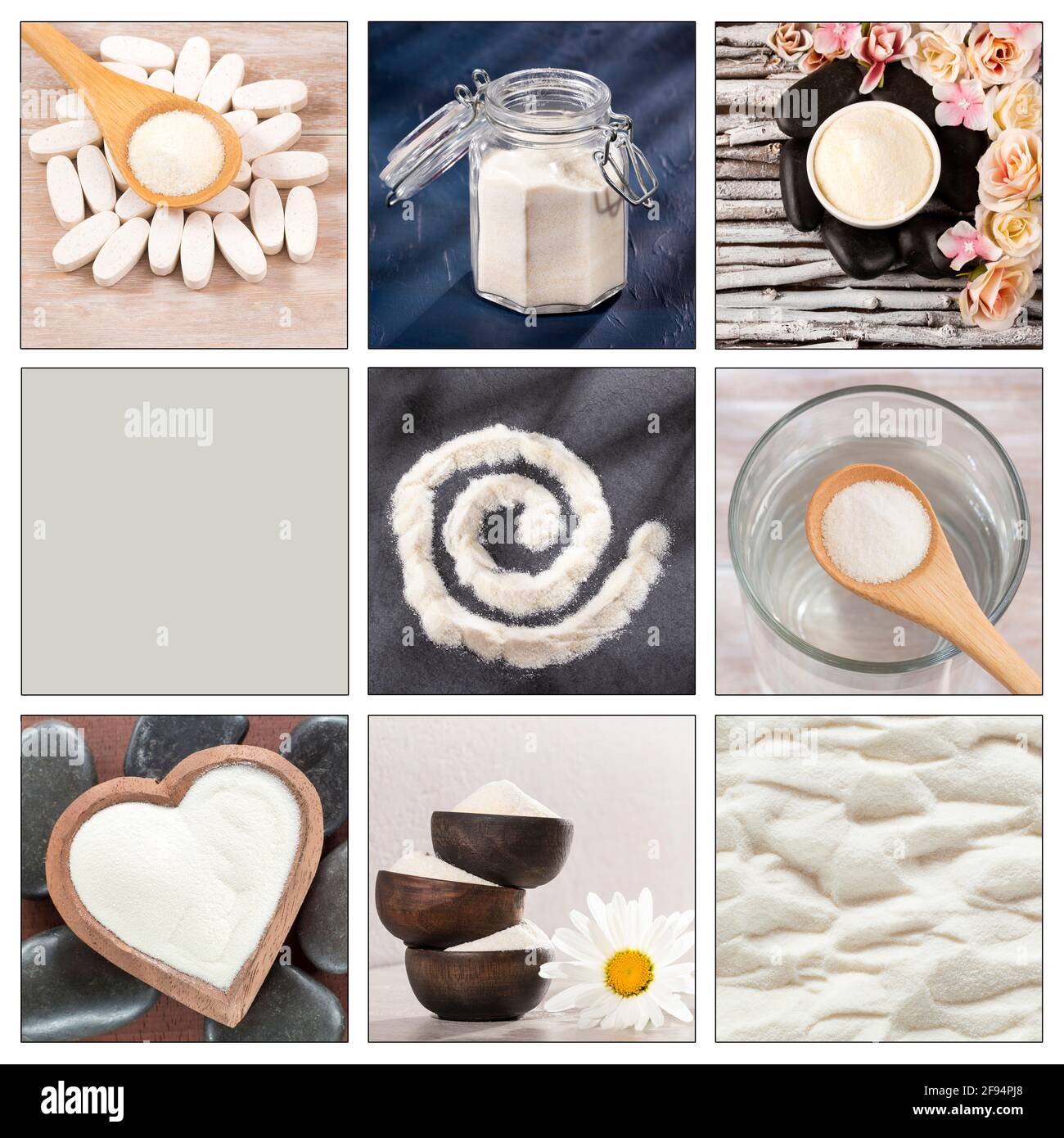 Creative collage of hydrolyzed collagen images, in all presentations ...