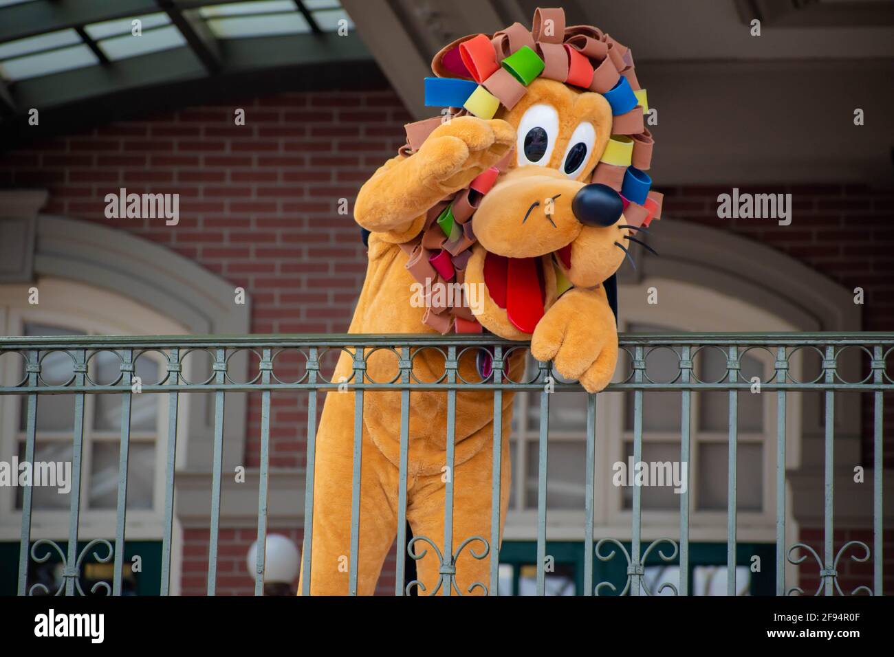 Orlando, Florida. September 02, 2020. Pluto waving from the balcony at ...