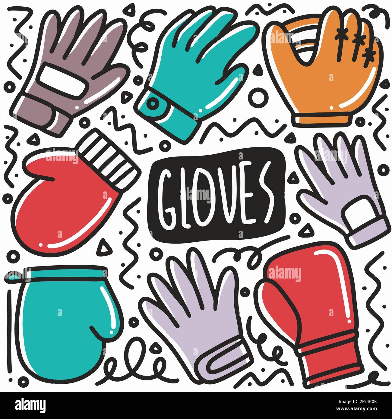 hand drawn gloves doodle set Stock Vector Image & Art - Alamy
