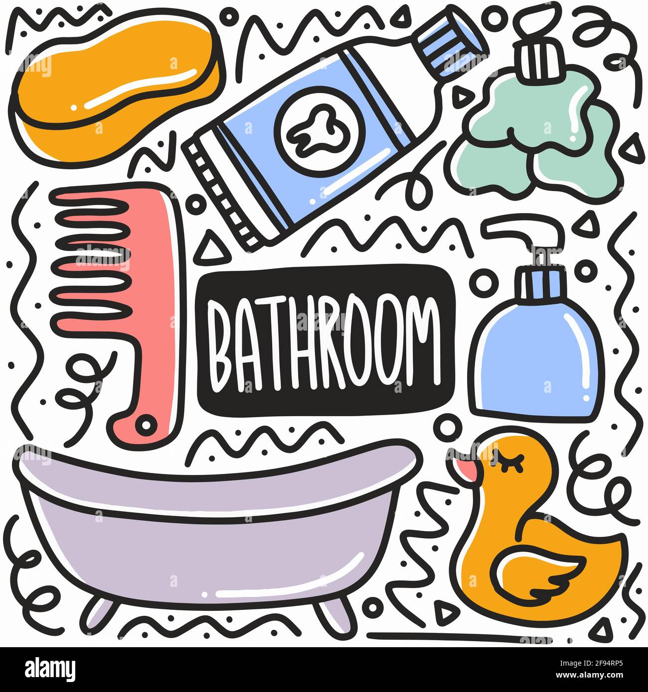 hand drawn bathroom equipment doodle set Stock Vector Image & Art - Alamy