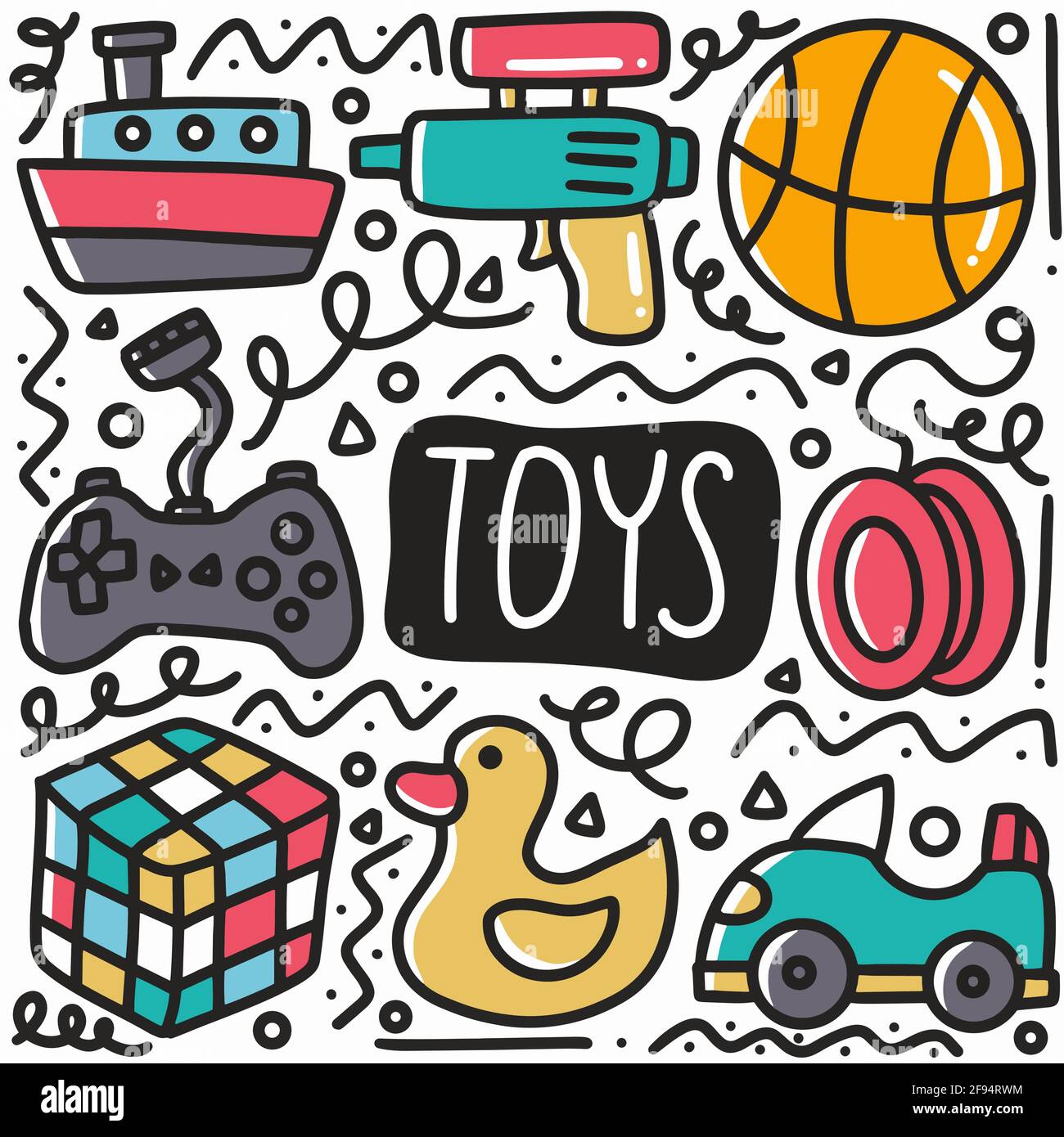 Toys doodle set Cut Out Stock Images & Pictures - Alamy