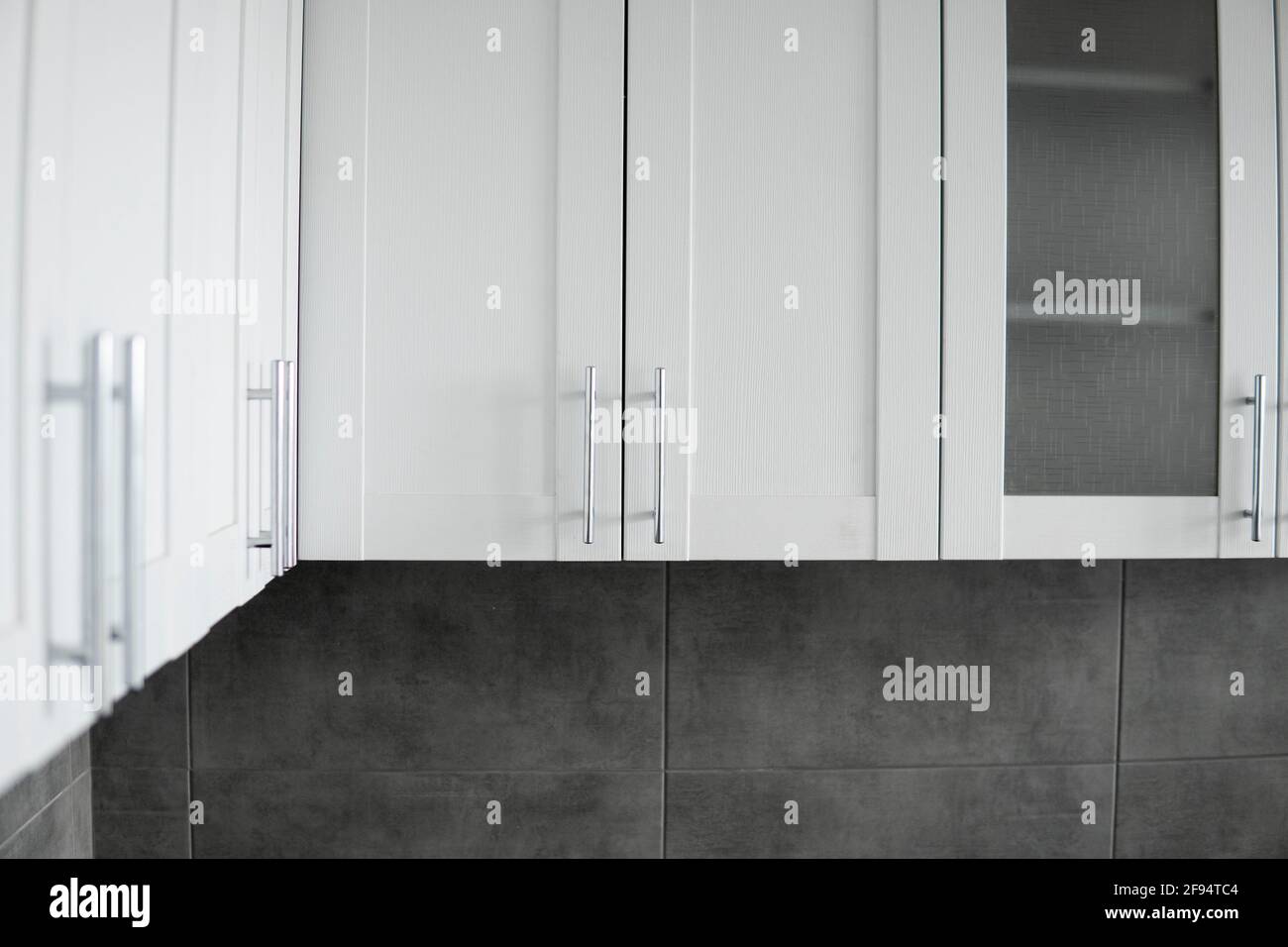 Modern minimalism style kitchen interior in monochrome tones. Custom ...