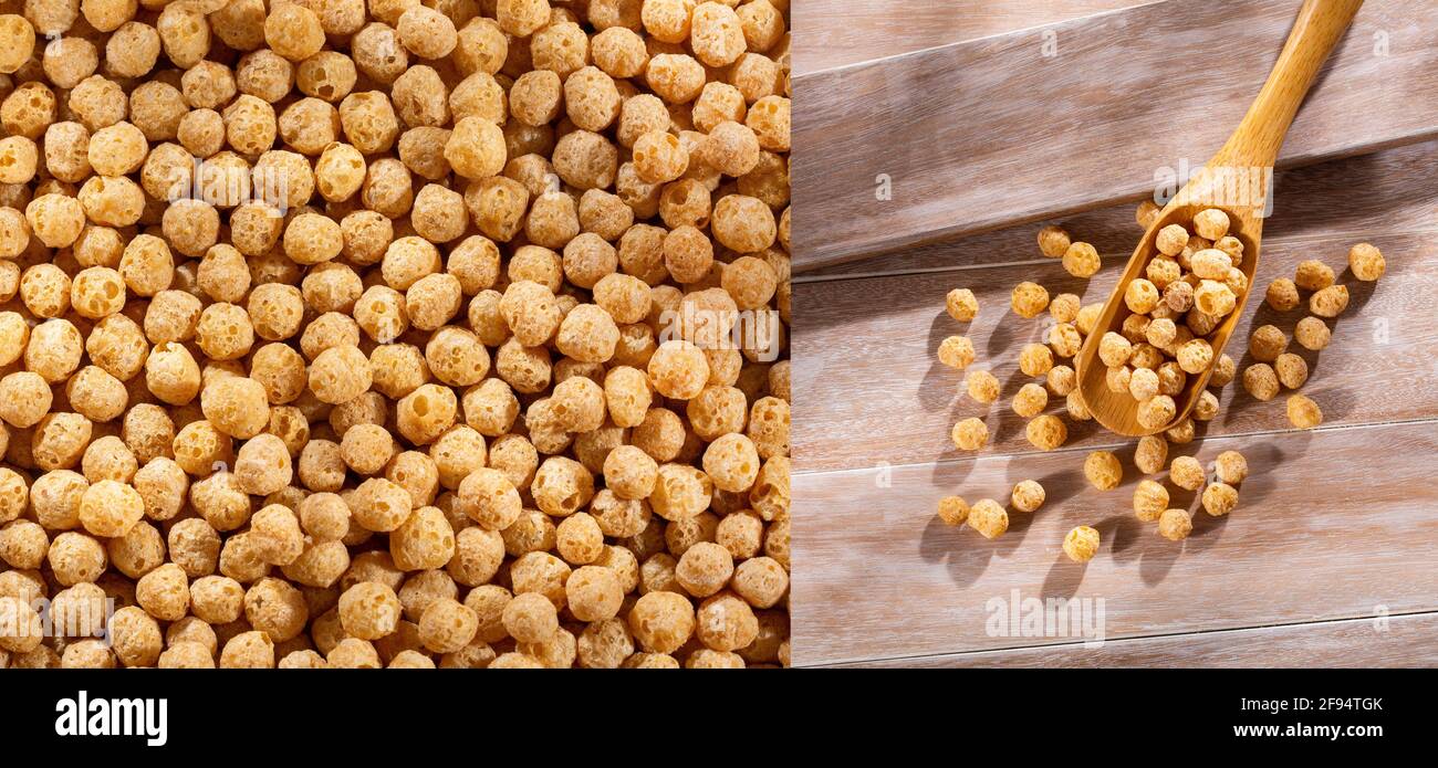 Chenopodium quinoa - Organic popping Quinoa. Popped Stock Photo - Alamy